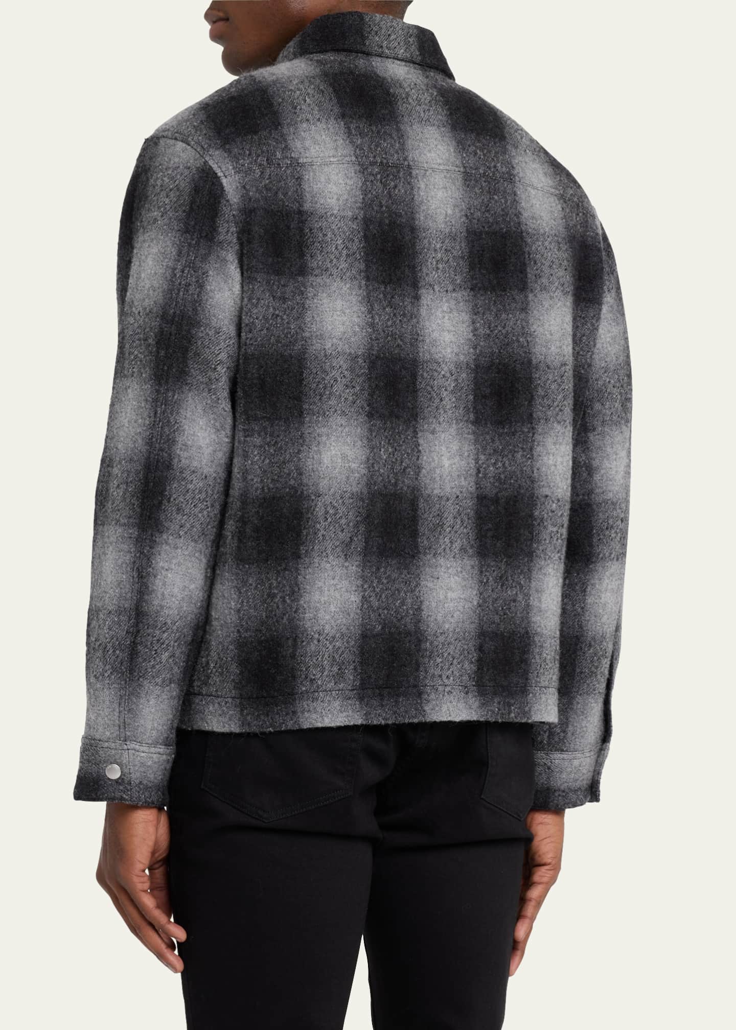 FRAME Men's Plaid Wool Full-Zip Overshirt - Bergdorf Goodman