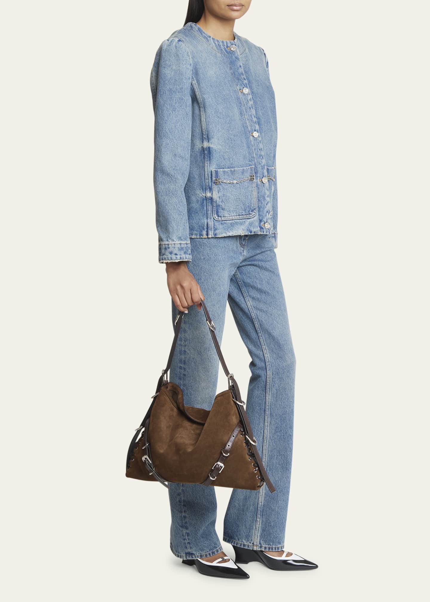 Givenchy Medium Voyou Shoulder Bag in Suede with Corset Straps ...