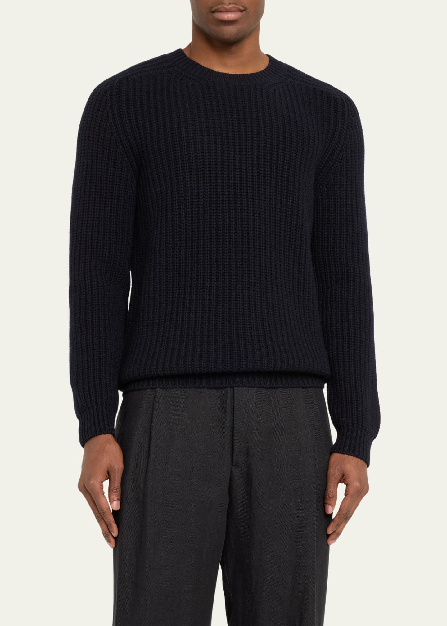 Iris Von Arnim Mens Stonewashed Cashmere Ribbed Crewneck Sweater