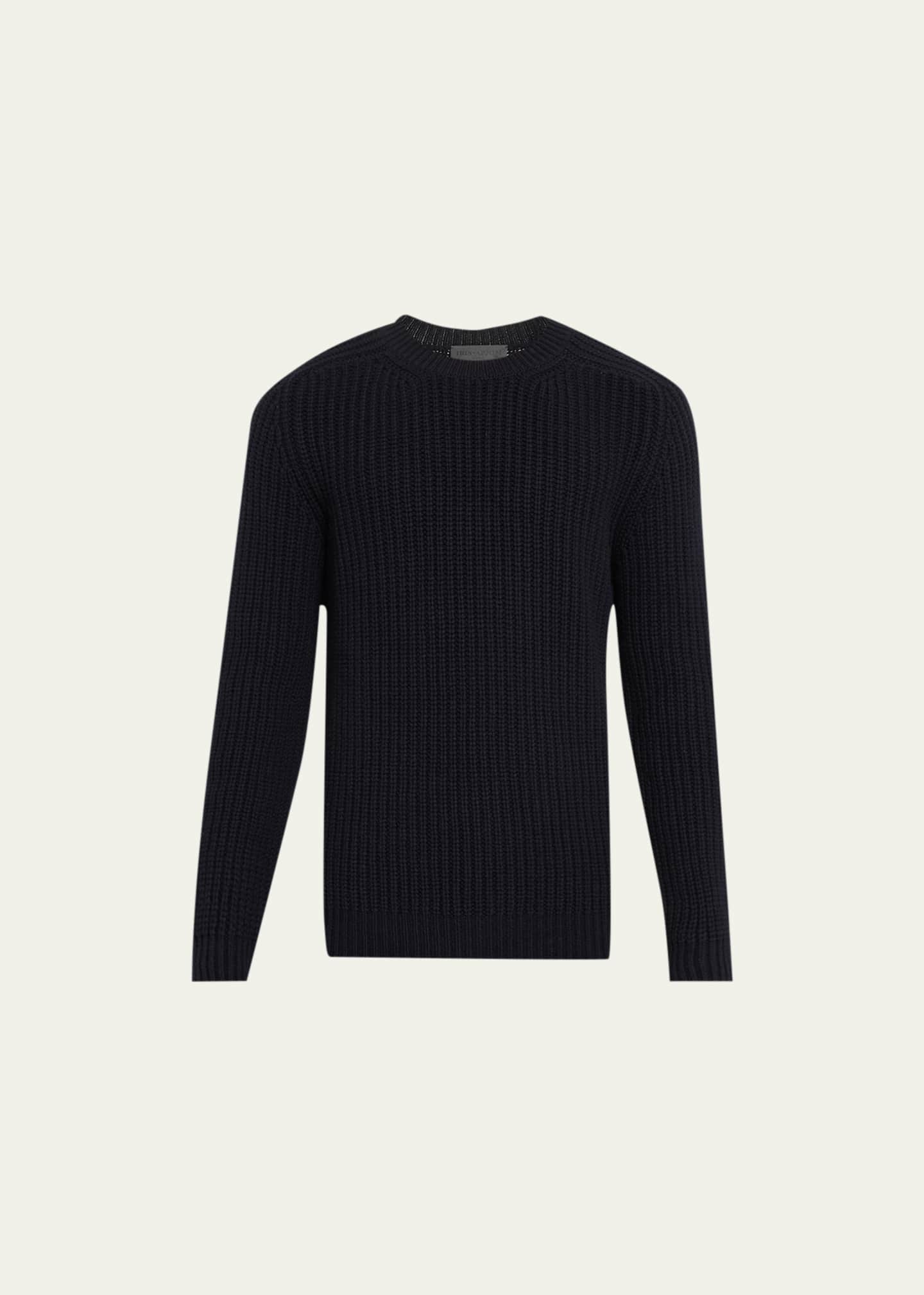 Iris Von Arnim Mens Stonewashed Cashmere Ribbed Crewneck Sweater