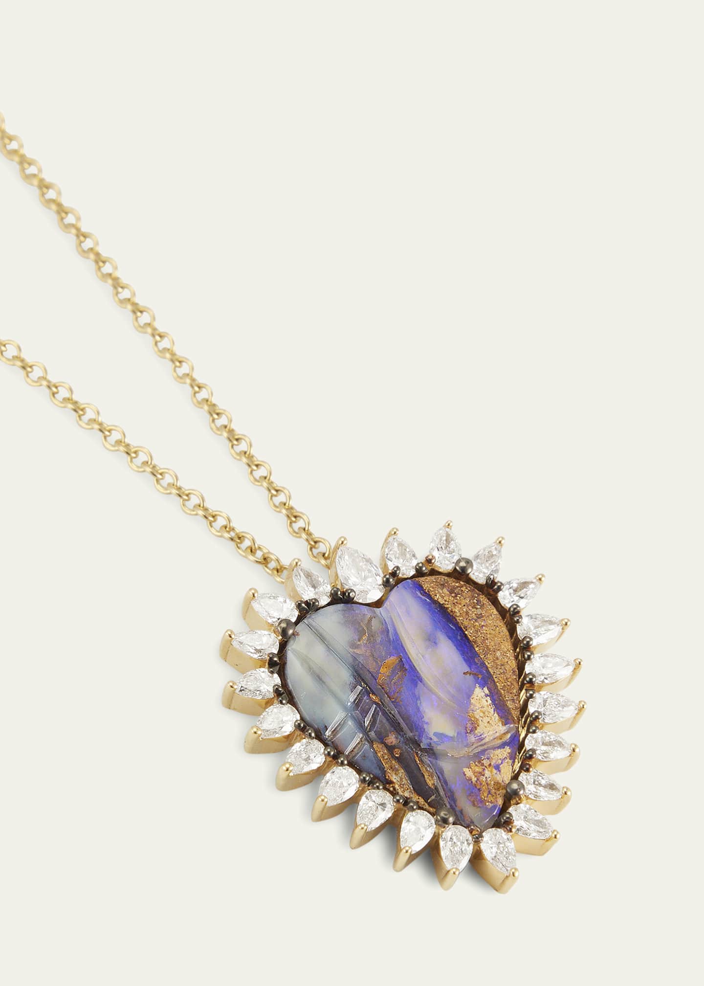 Kimberly McDonald 18K Yellow Gold Opal and Diamond Heart Pendant ...