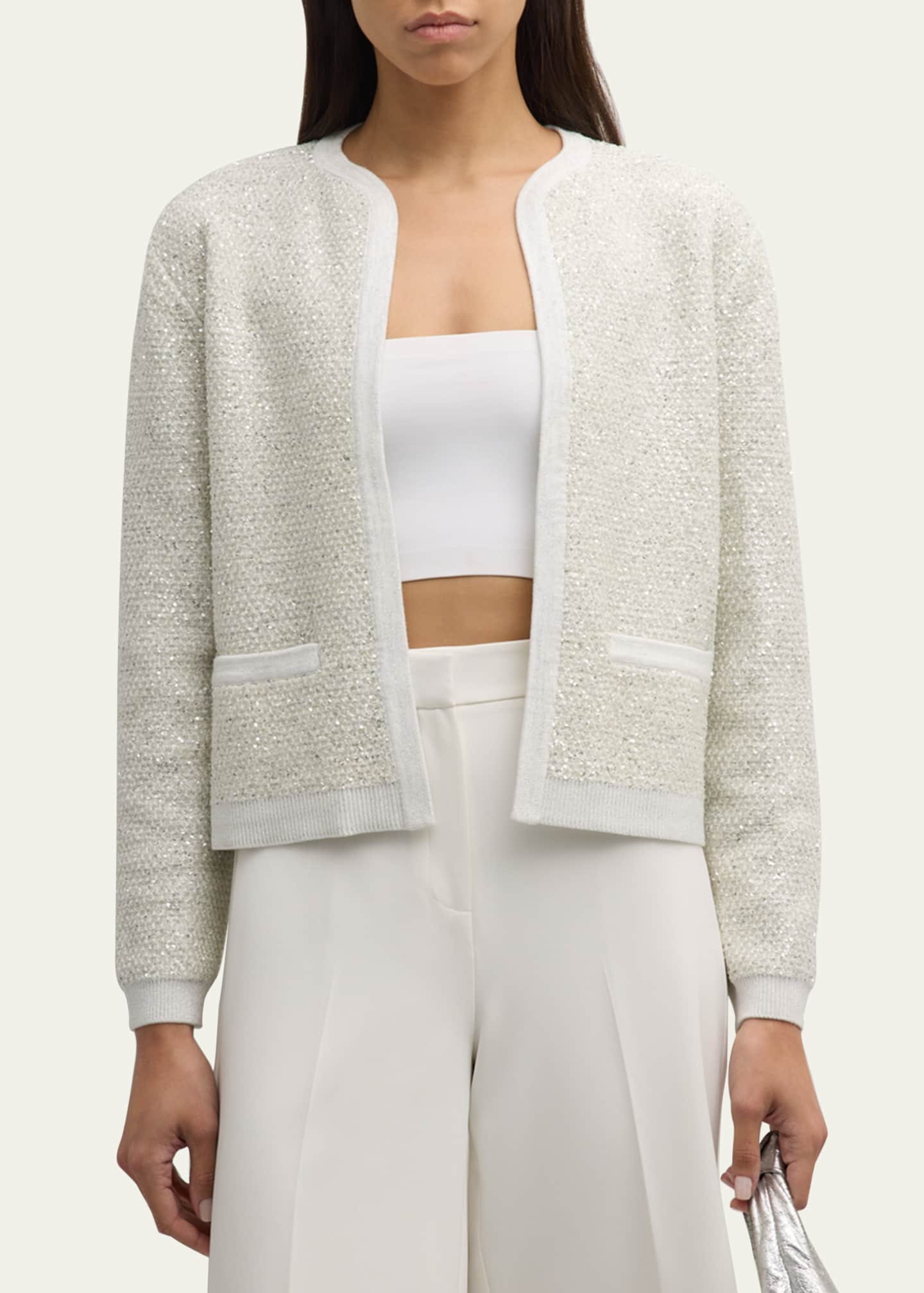 Kobi Halperin Penelope Open-Front Sequin Sweater - Bergdorf Goodman