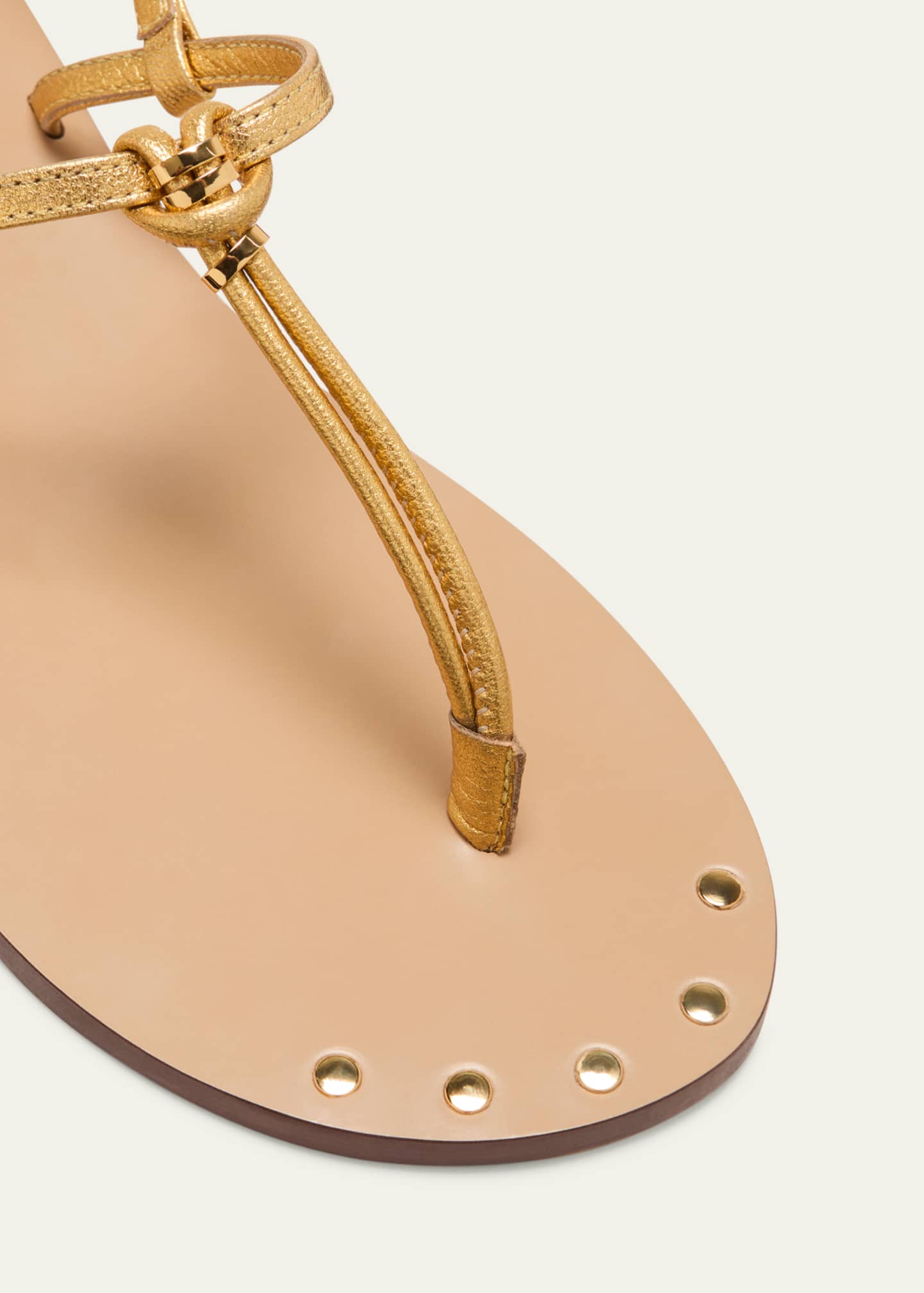 Maria Luca Iset T-Strap Metallic Leather Sandals - Bergdorf Goodman