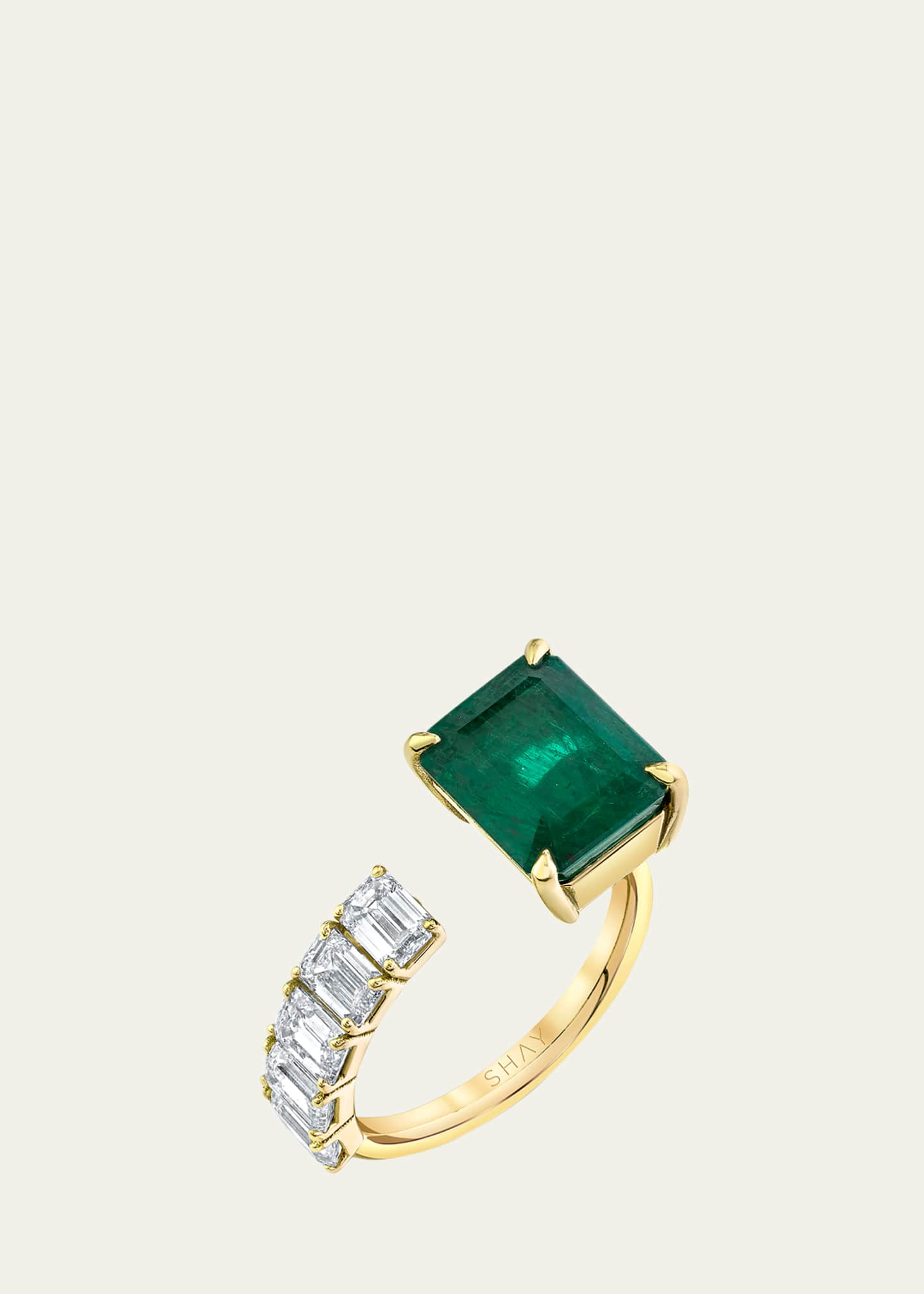 SHAY 18K Yellow Gold Floating Emerald and Diamond Ring - Bergdorf Goodman