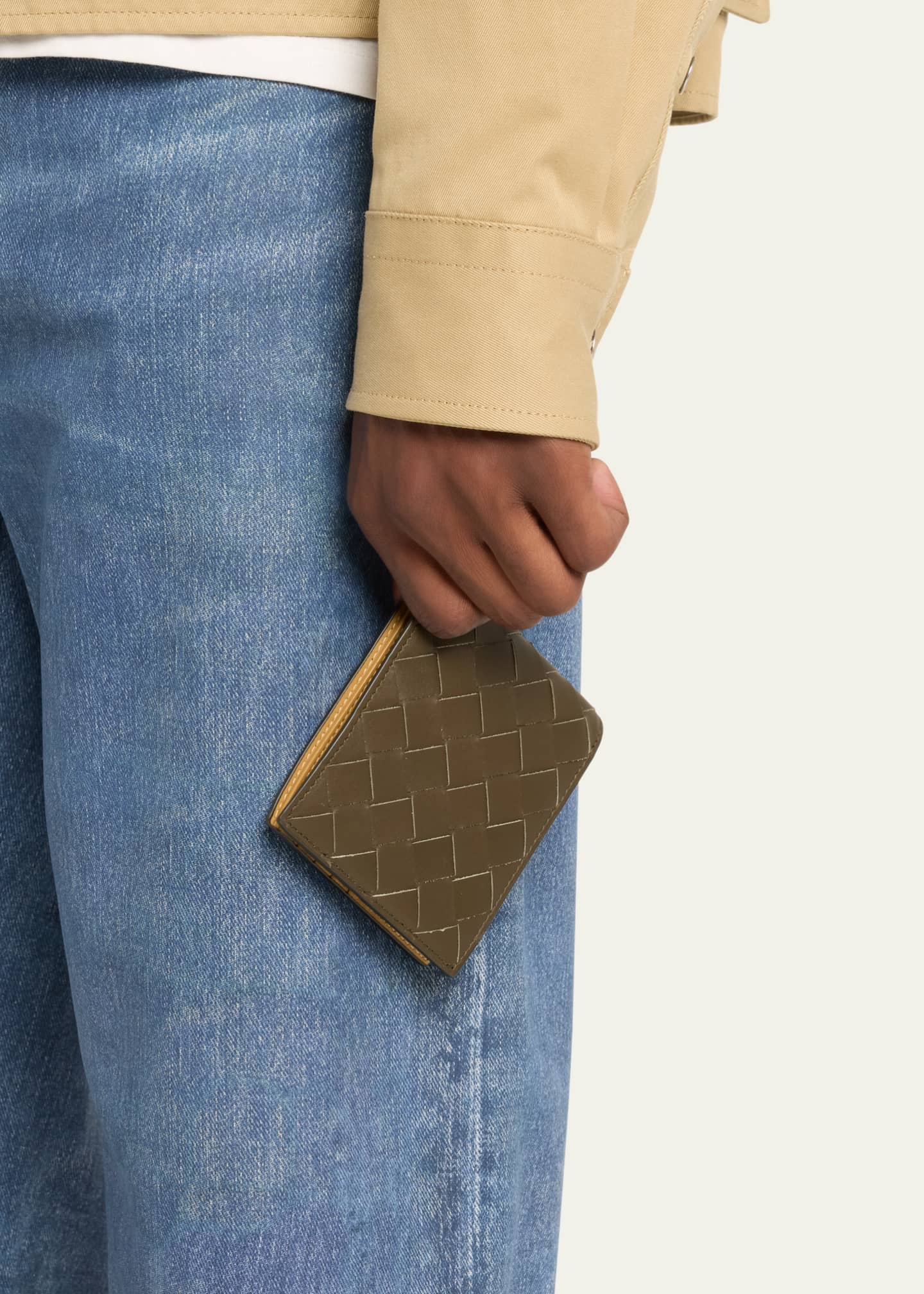 Bottega Veneta Men's Intrecciato 15 Bicolor Leather Bifold Wallet ...