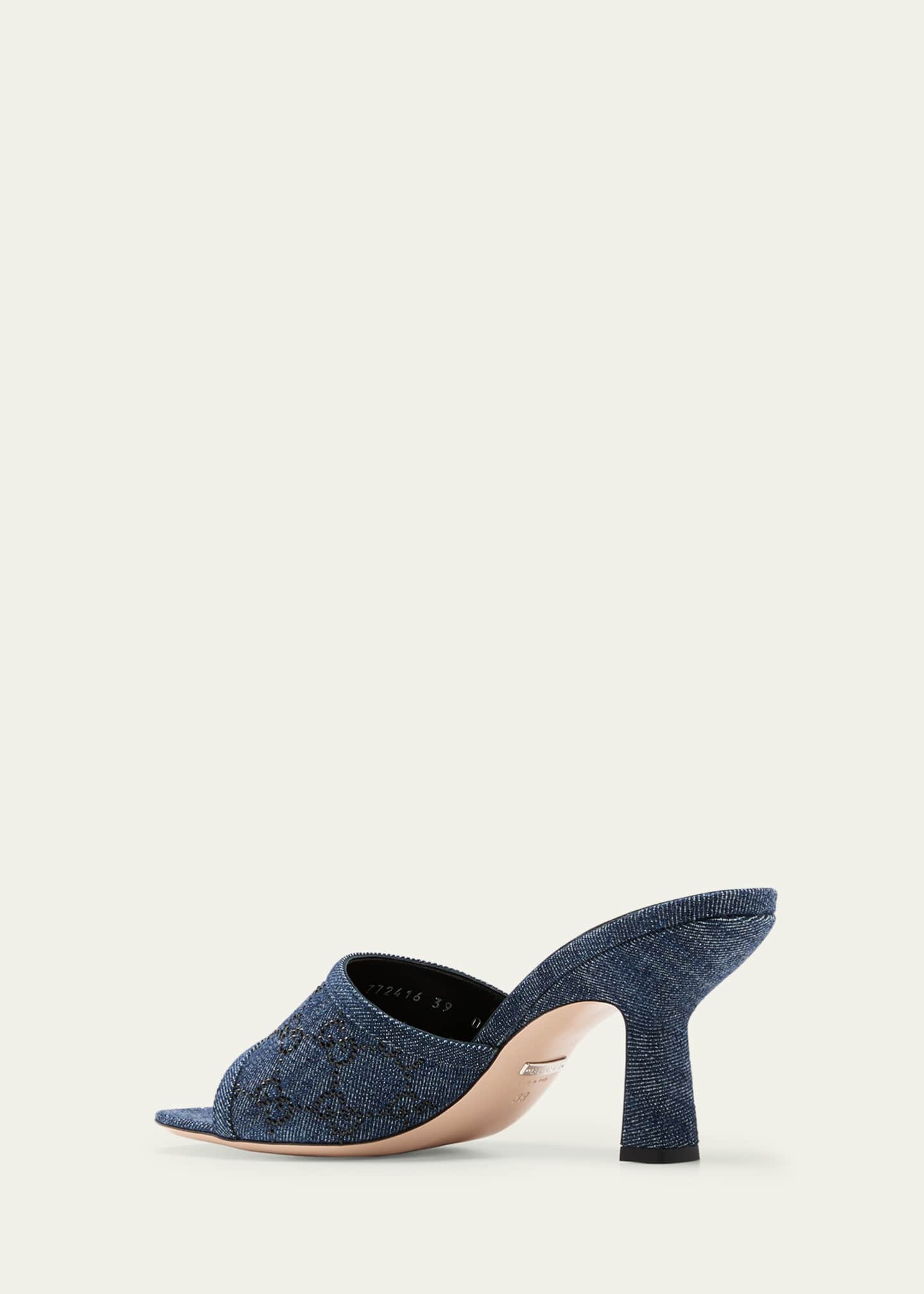 Gucci Monogram Denim Stiletto Sandals - Bergdorf Goodman