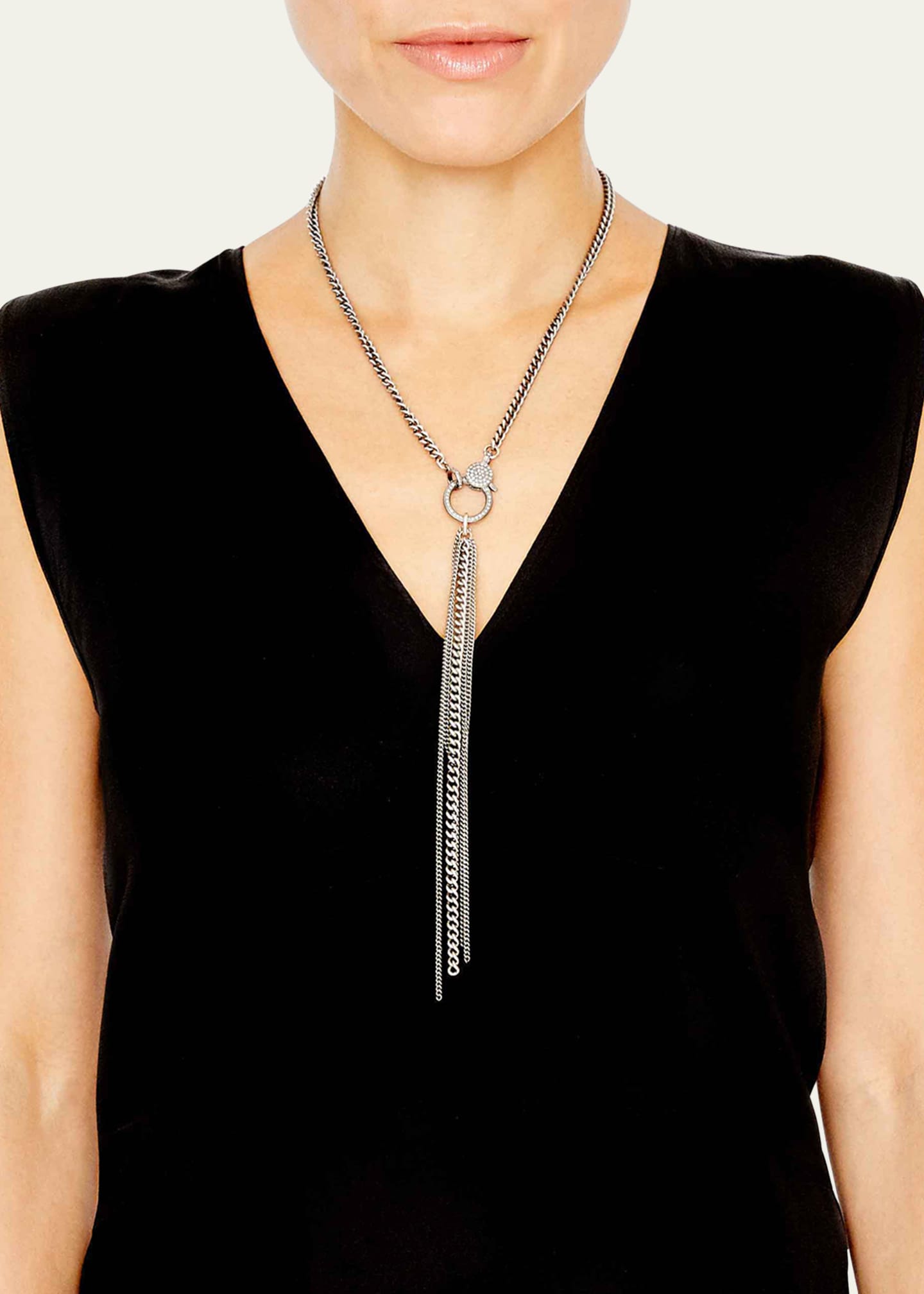 Sheryl Lowe Sterling Silver Chain Fringe Necklace - Bergdorf Goodman