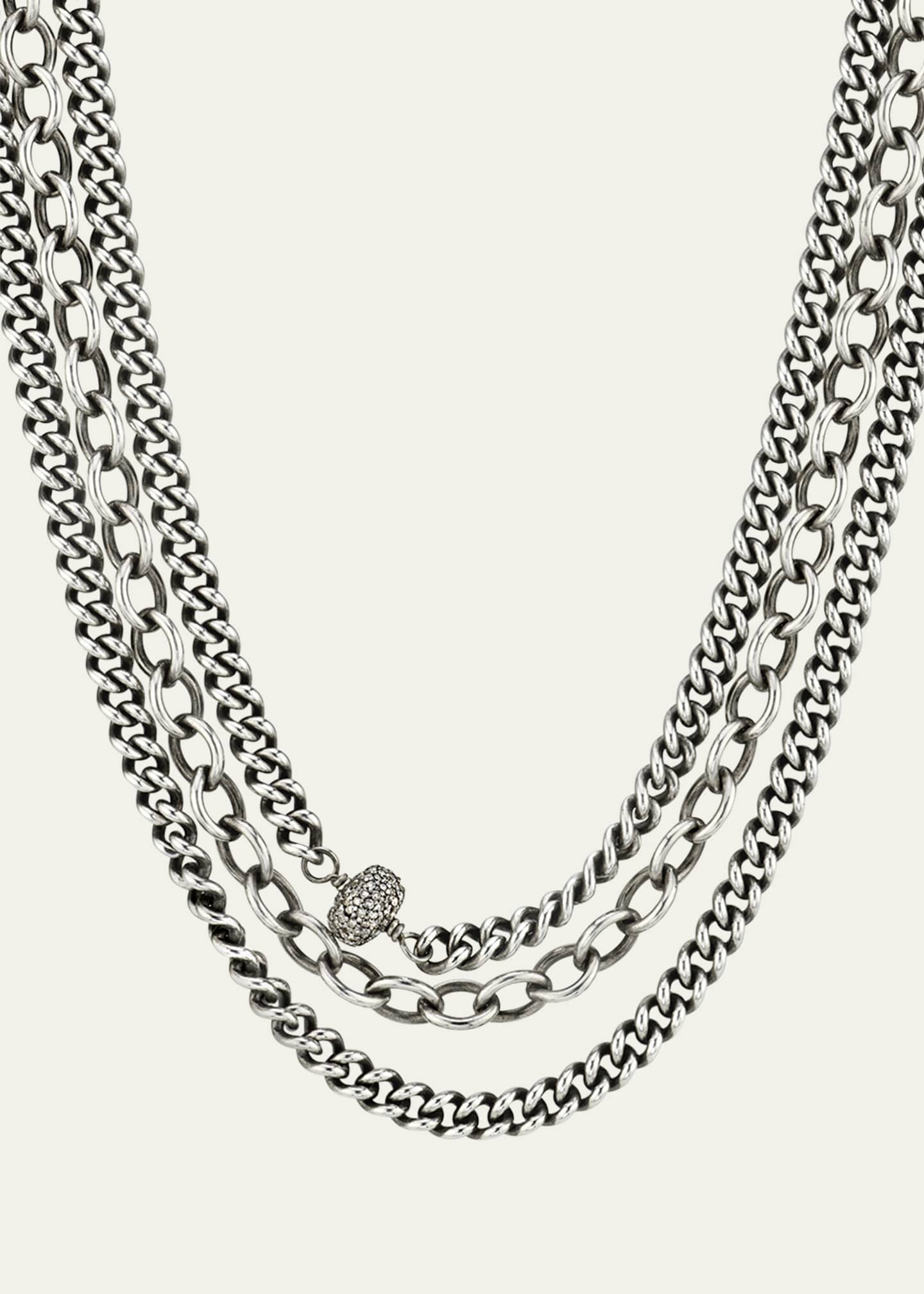 Sheryl Lowe Triple Chain Necklace with 1 Pave Donut - Bergdorf Goodman
