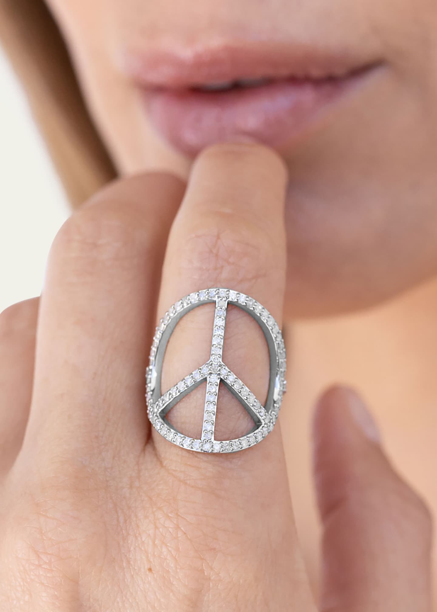 Sheryl Lowe Pave Diamond Circular Peace Sign Ring - Bergdorf Goodman
