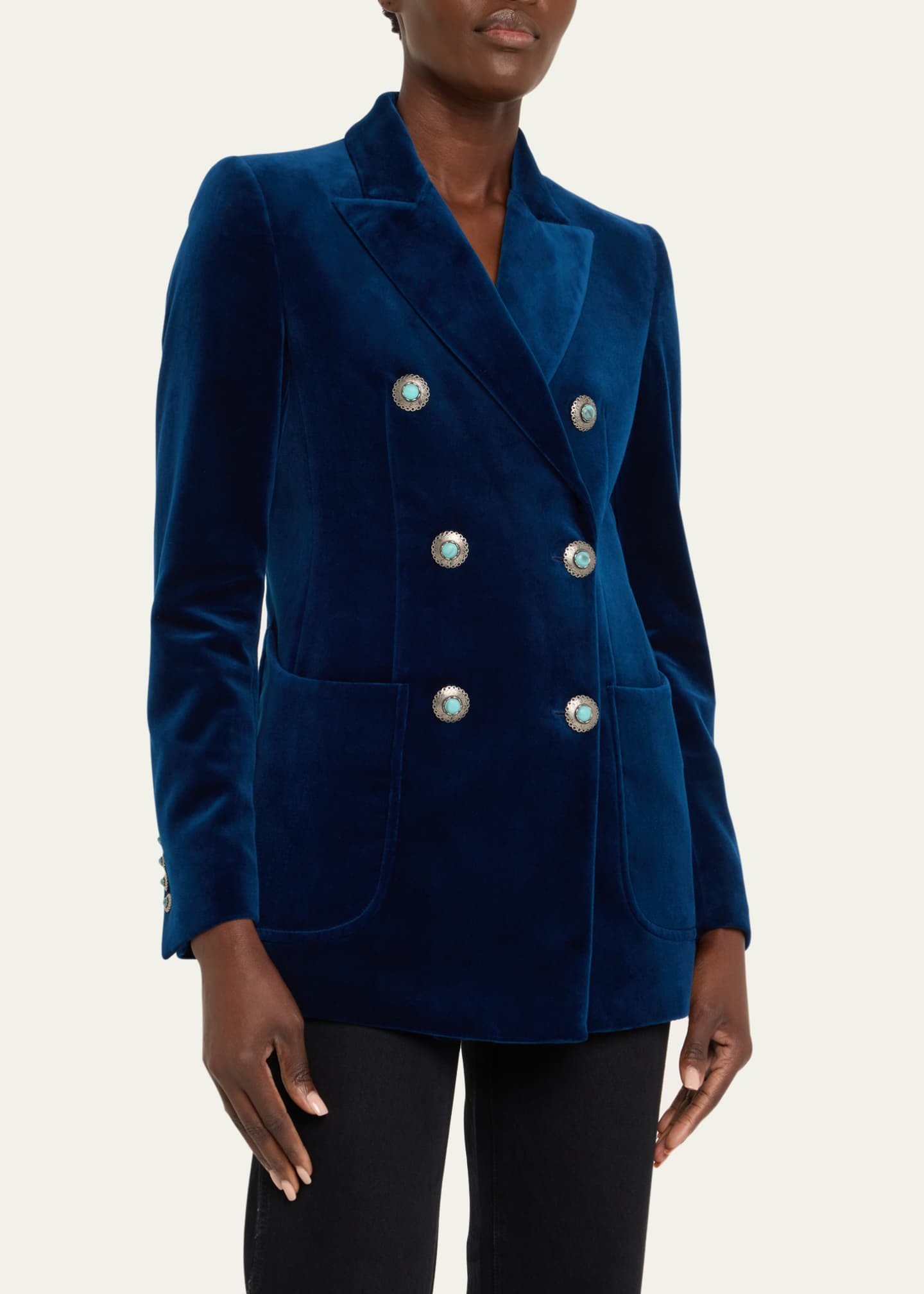 FORTELA Brandy Double-Breasted Velvet Blazer - Bergdorf Goodman