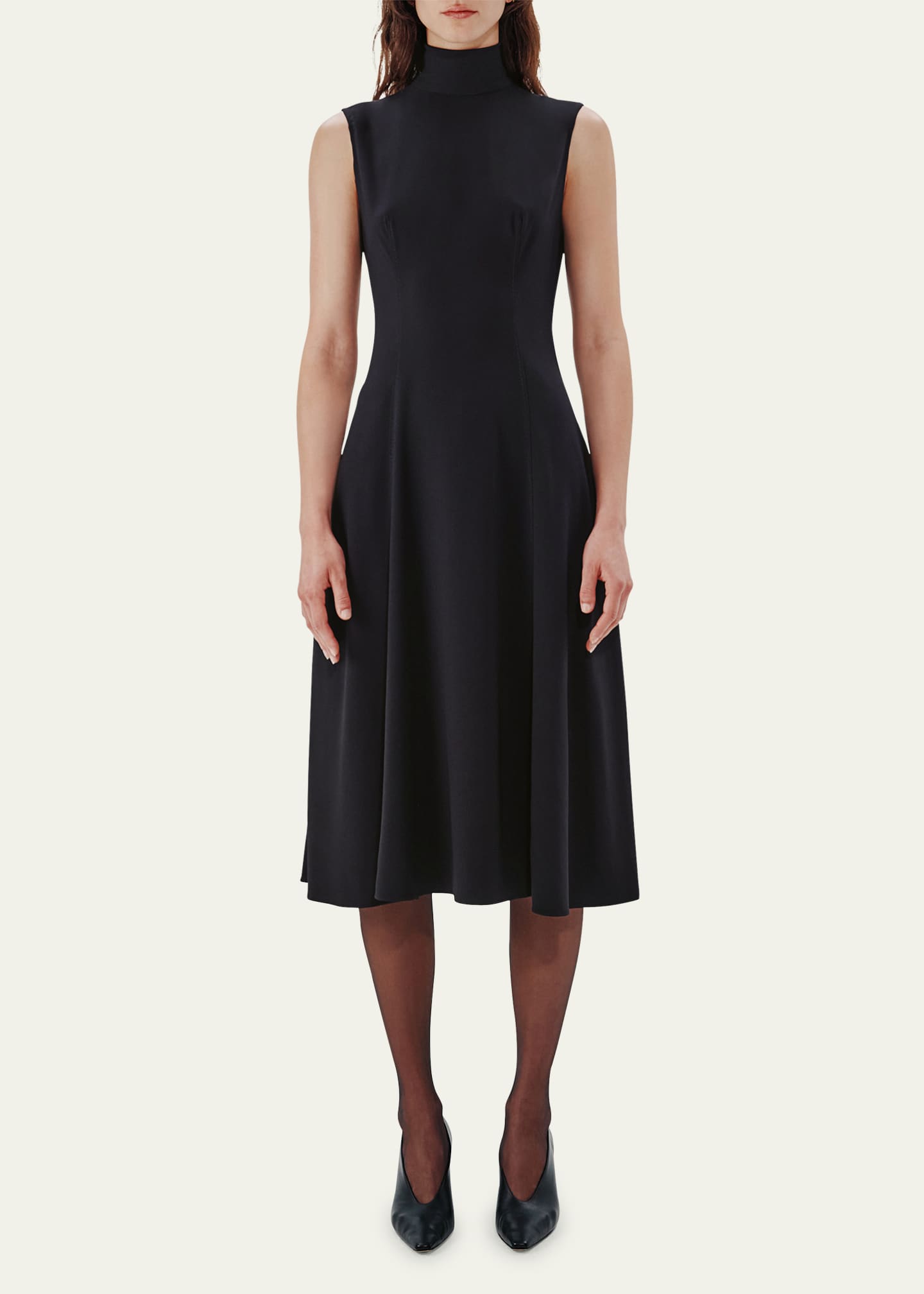 Another Tomorrow High-Neck Flared Dress - Bergdorf Goodman