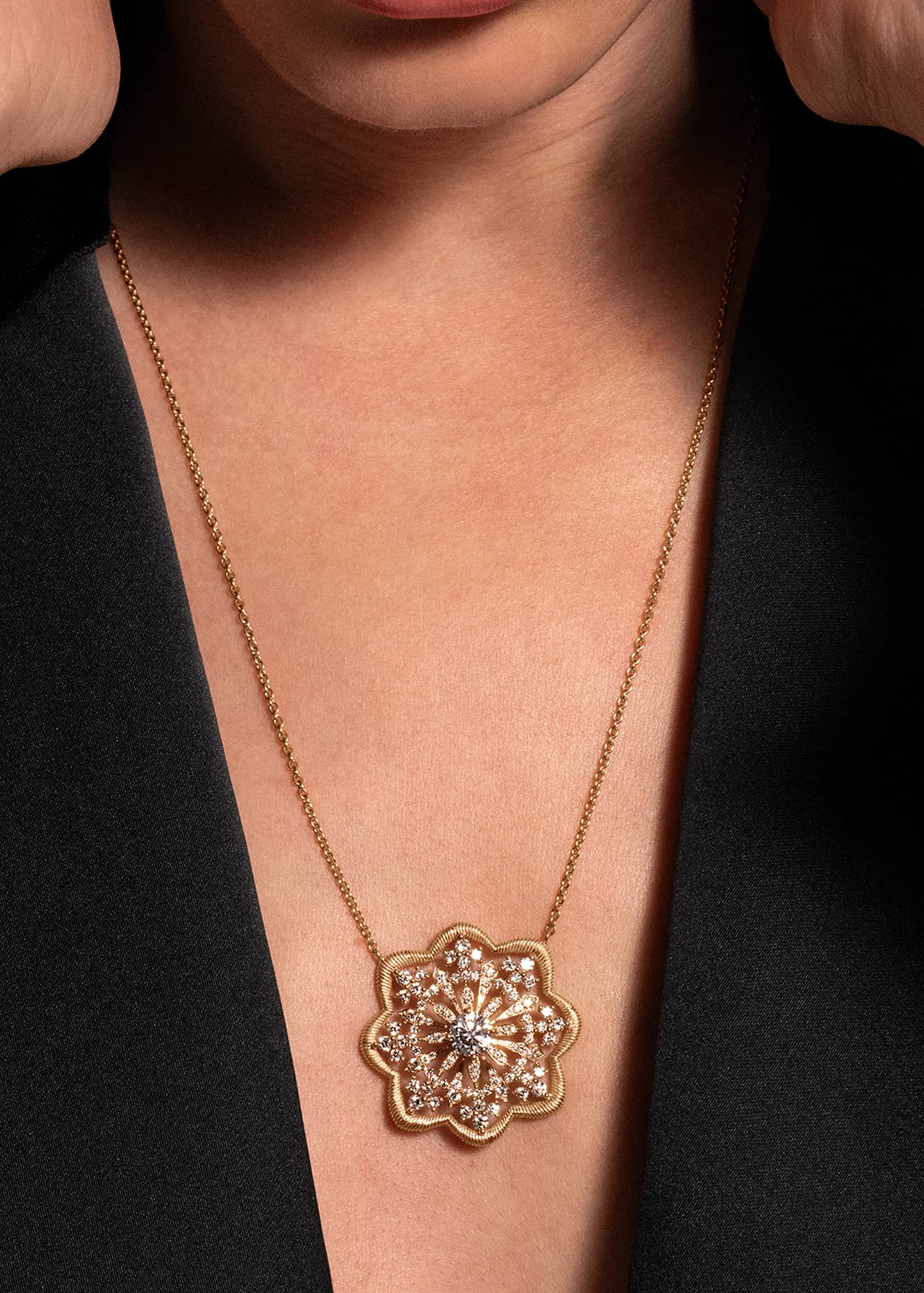 Oscar Massin Lace Flower 18K Recycled Yellow Gold and Lab Grown Diamond ...
