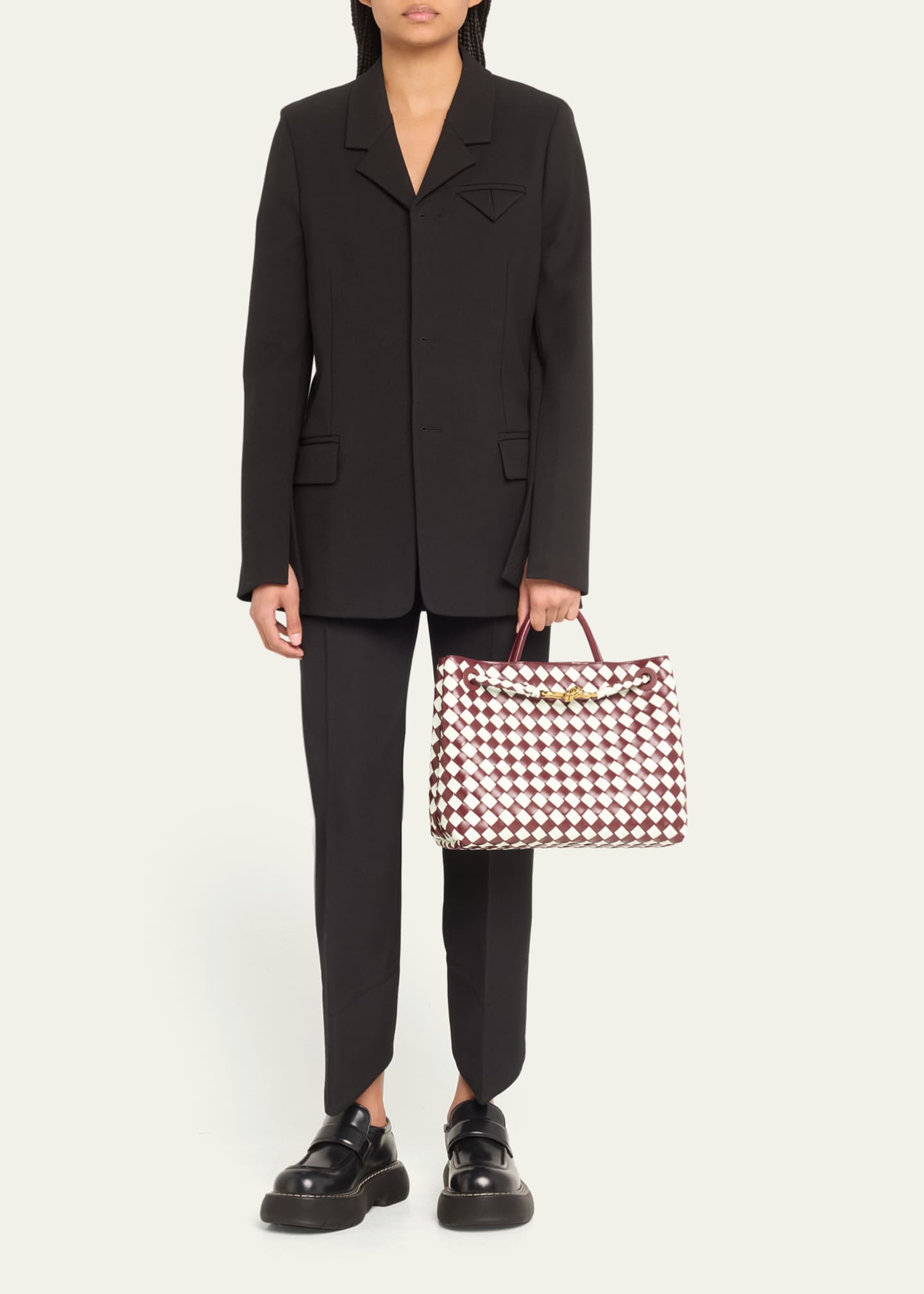 Bottega Veneta Andiamo Medium Bicolor Intrecciato Top-Handle Bag ...