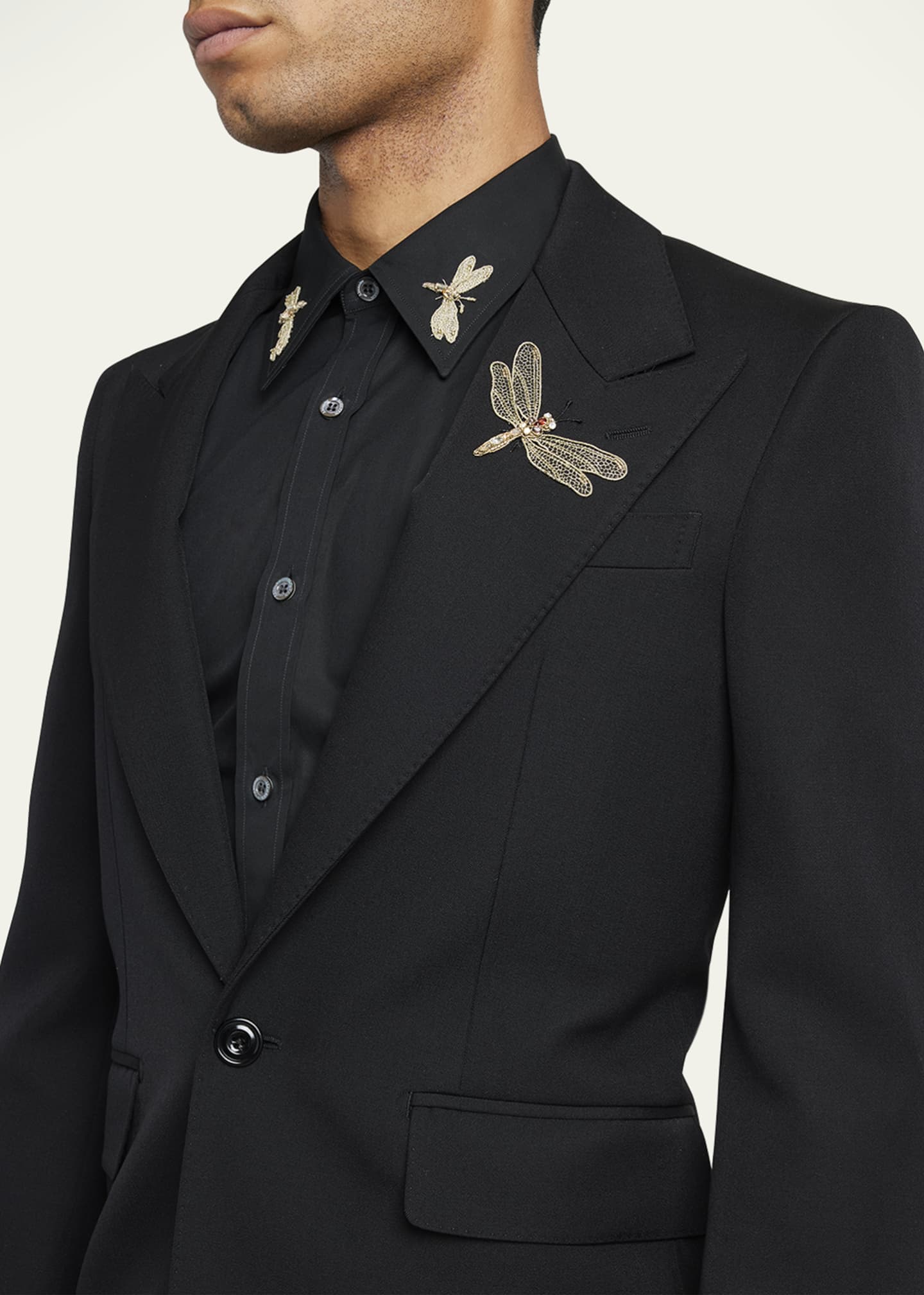 Alexander McQueen Men's Grain de Poudre Dragonfly Sport Coat - Bergdorf ...