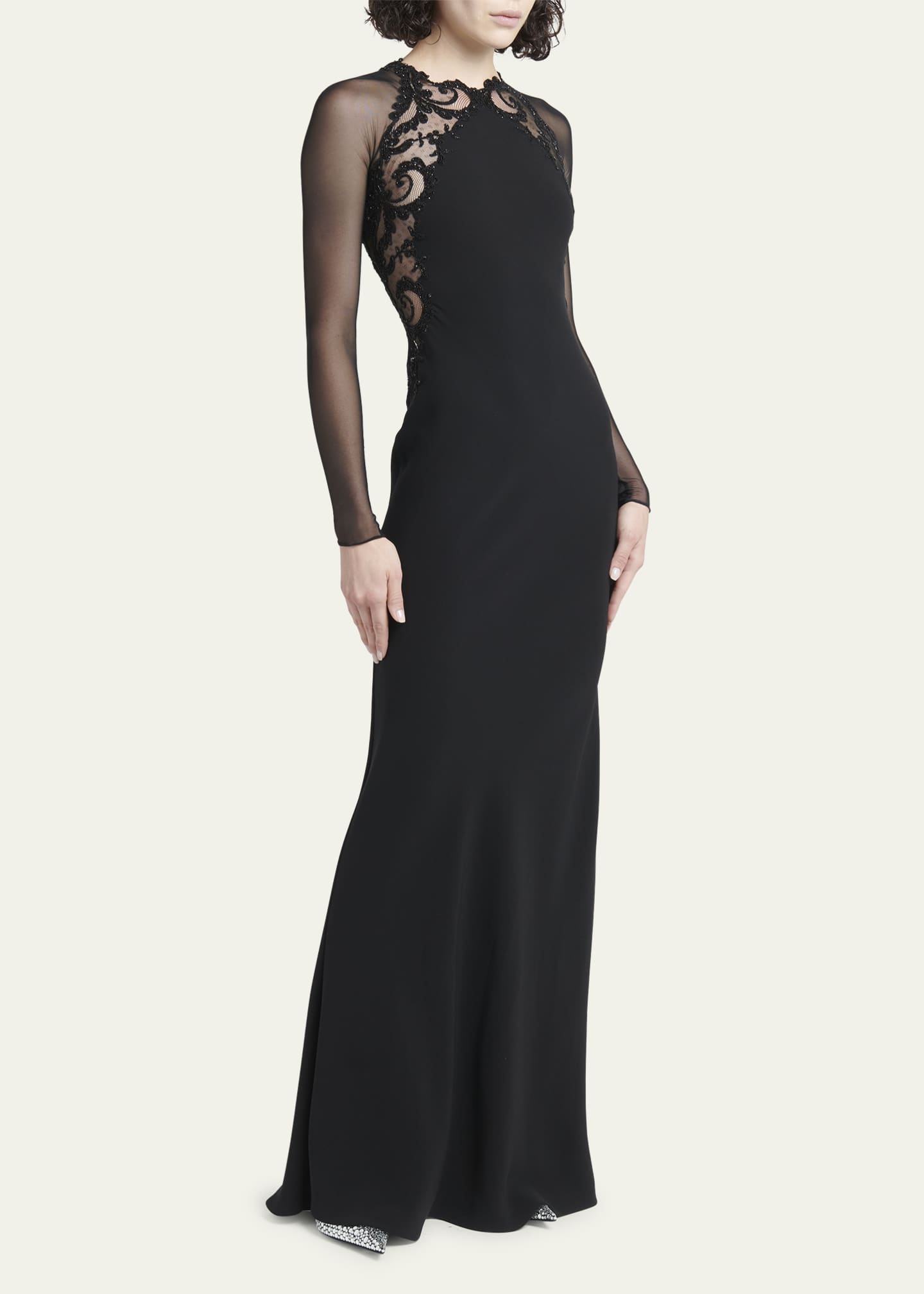 Versace Long Sleeve Lace-Embroidered Gown - Bergdorf Goodman