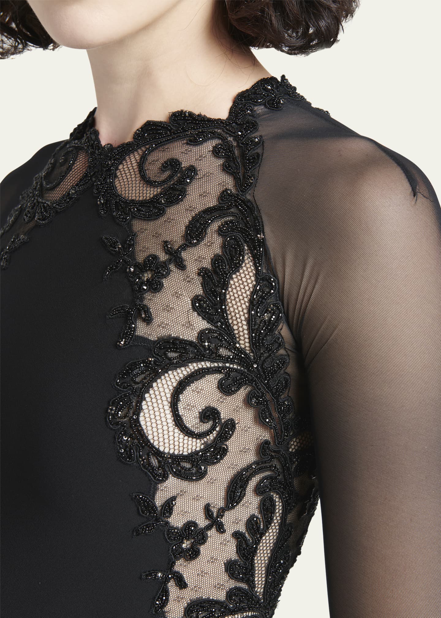 Versace Long Sleeve Lace-Embroidered Gown - Bergdorf Goodman