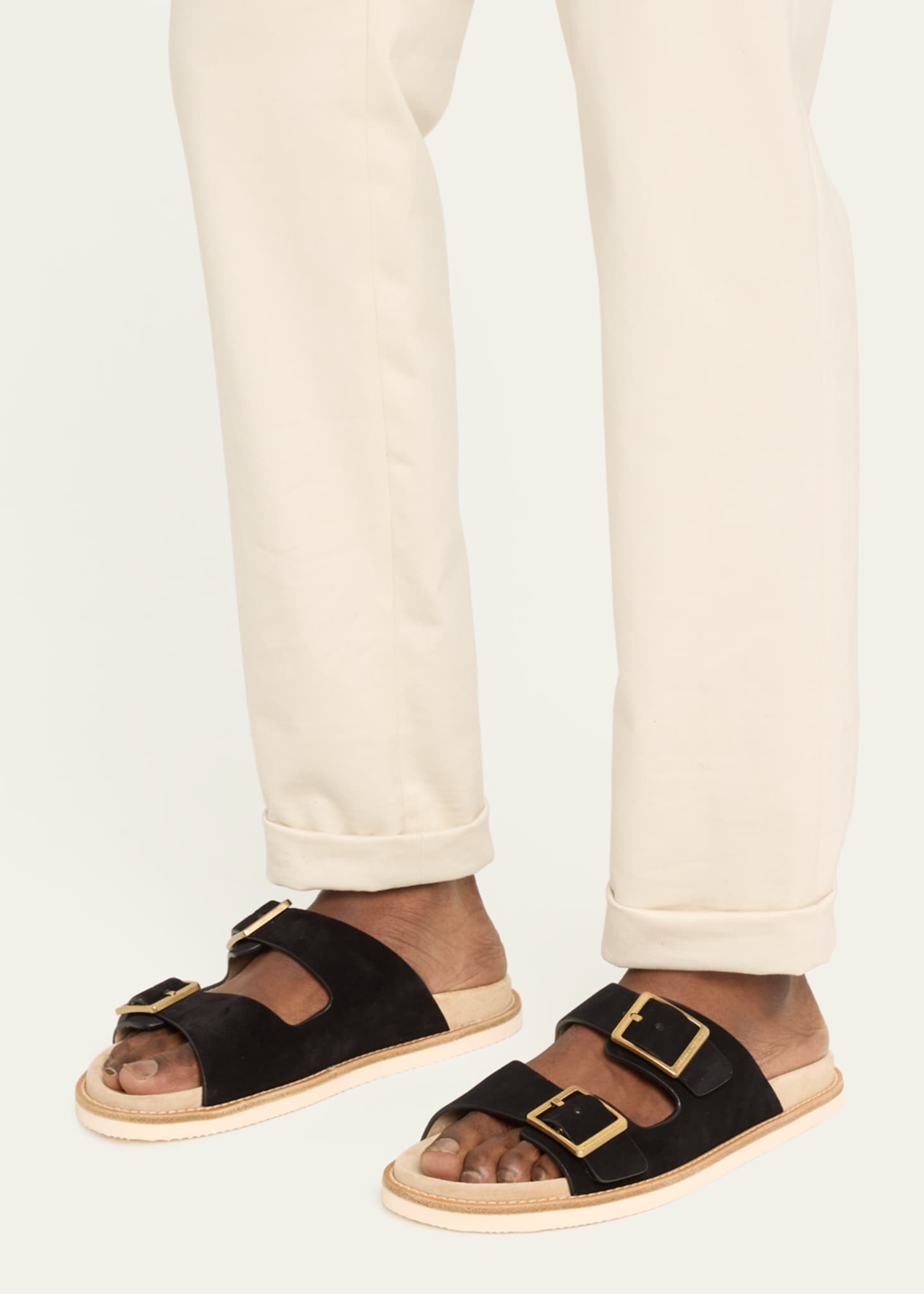 Brunello Cucinelli Men's Suede Buckle Slide Sandals - Bergdorf Goodman