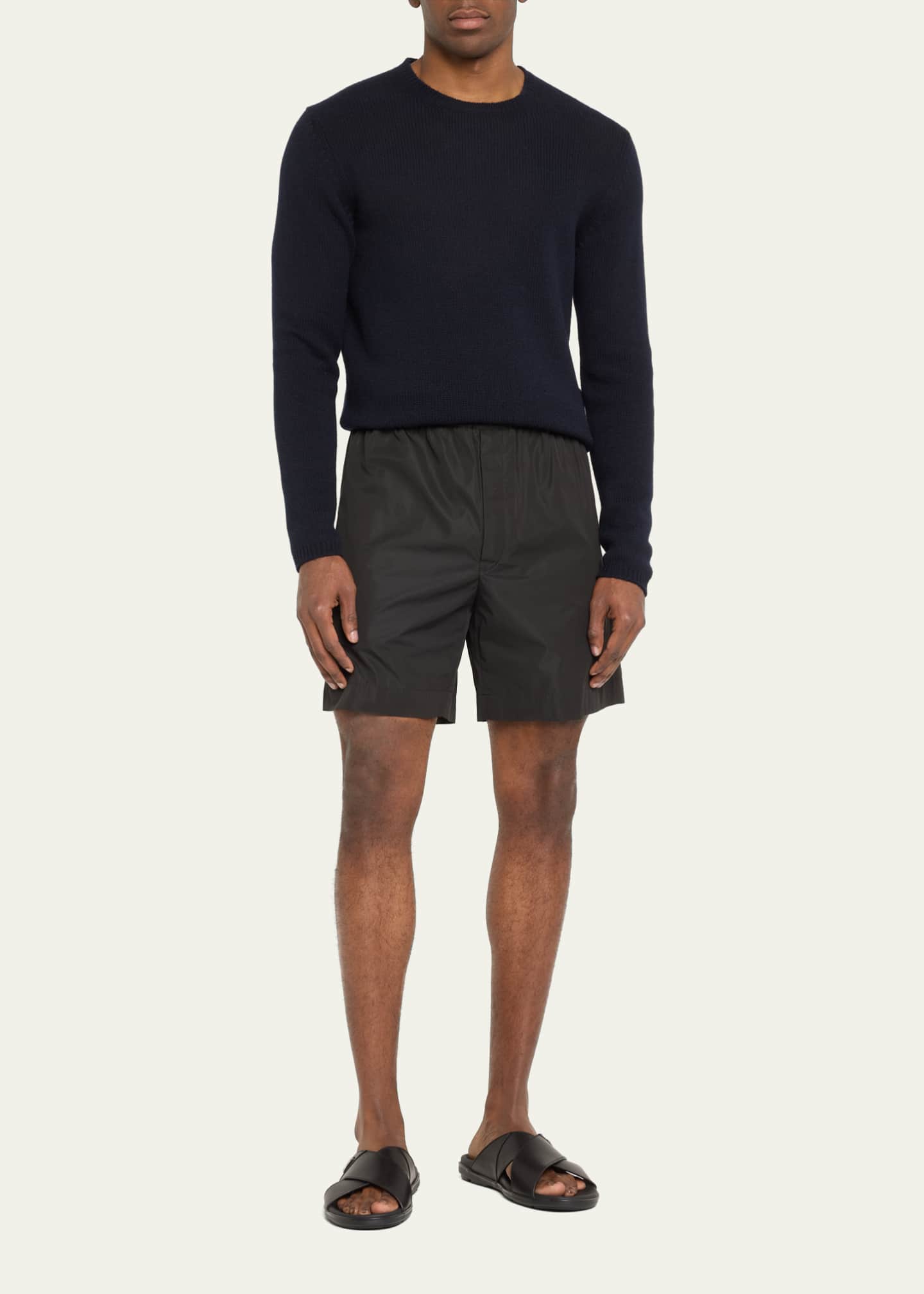 Prada Men's Leather Crisscross Slide Sandals - Bergdorf Goodman
