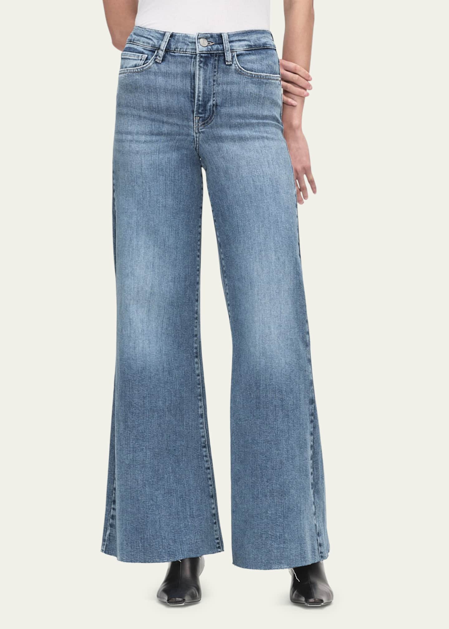 FRAME Le Palazzo Wide-Leg Raw-Hem Cropped Jeans - Bergdorf Goodman