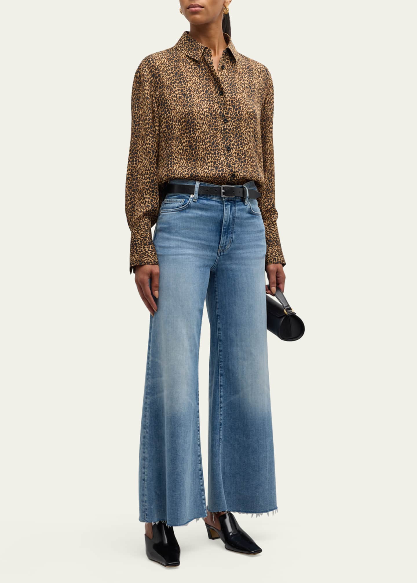 FRAME Le Palazzo Wide-Leg Raw-Hem Cropped Jeans - Bergdorf Goodman