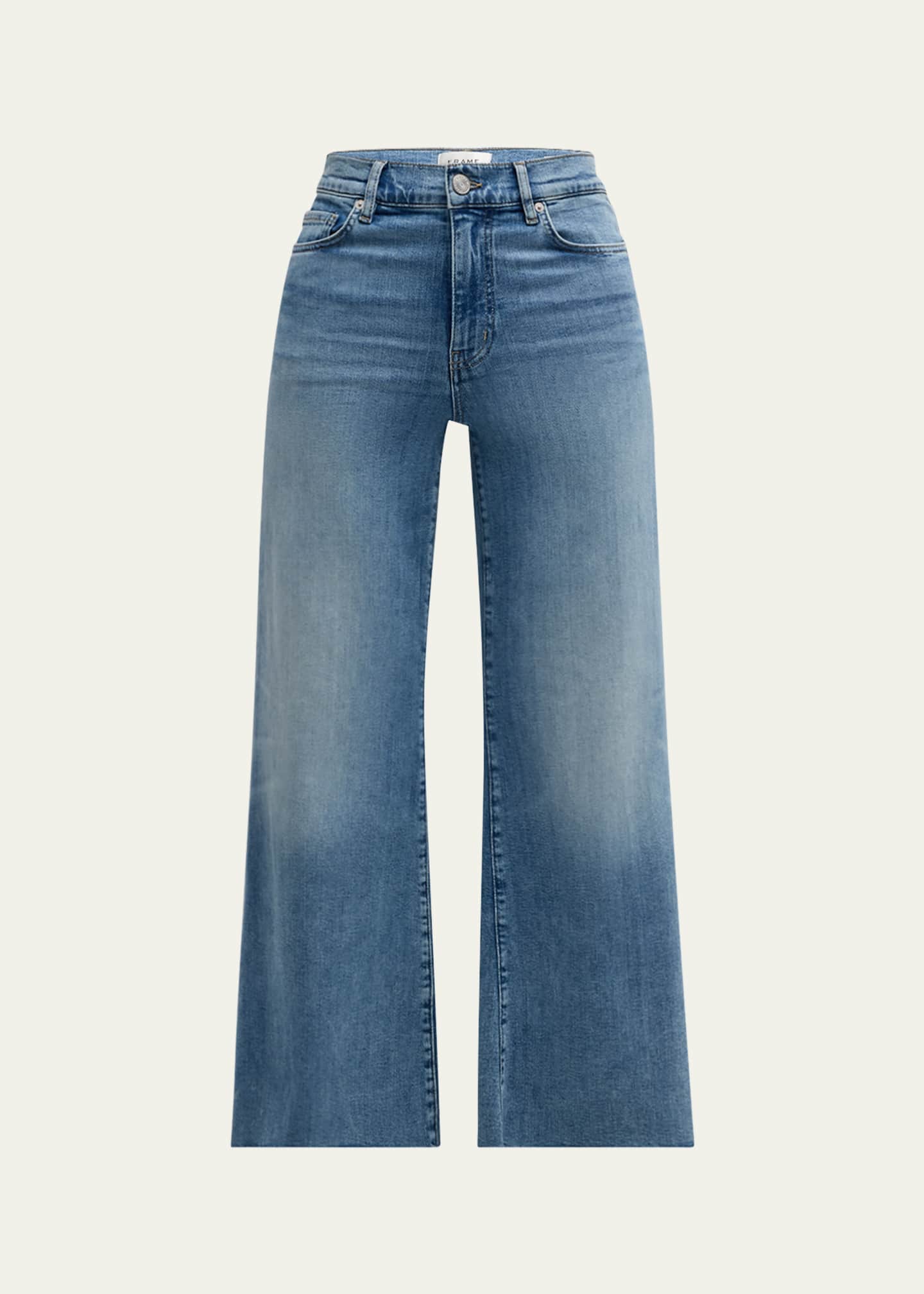 FRAME Le Palazzo Wide-Leg Raw-Hem Cropped Jeans - Bergdorf Goodman