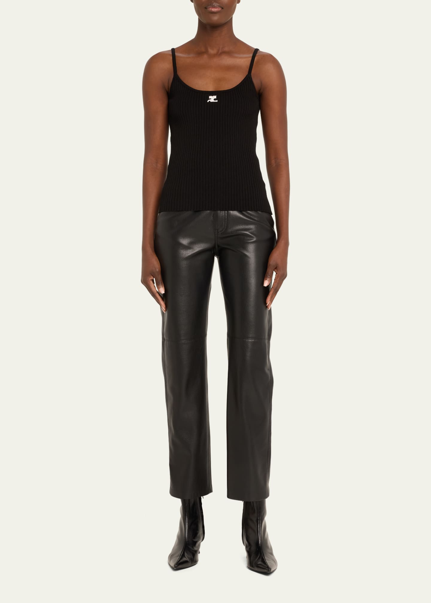 Courreges Logo Ribbed Knit Tank Top - Bergdorf Goodman