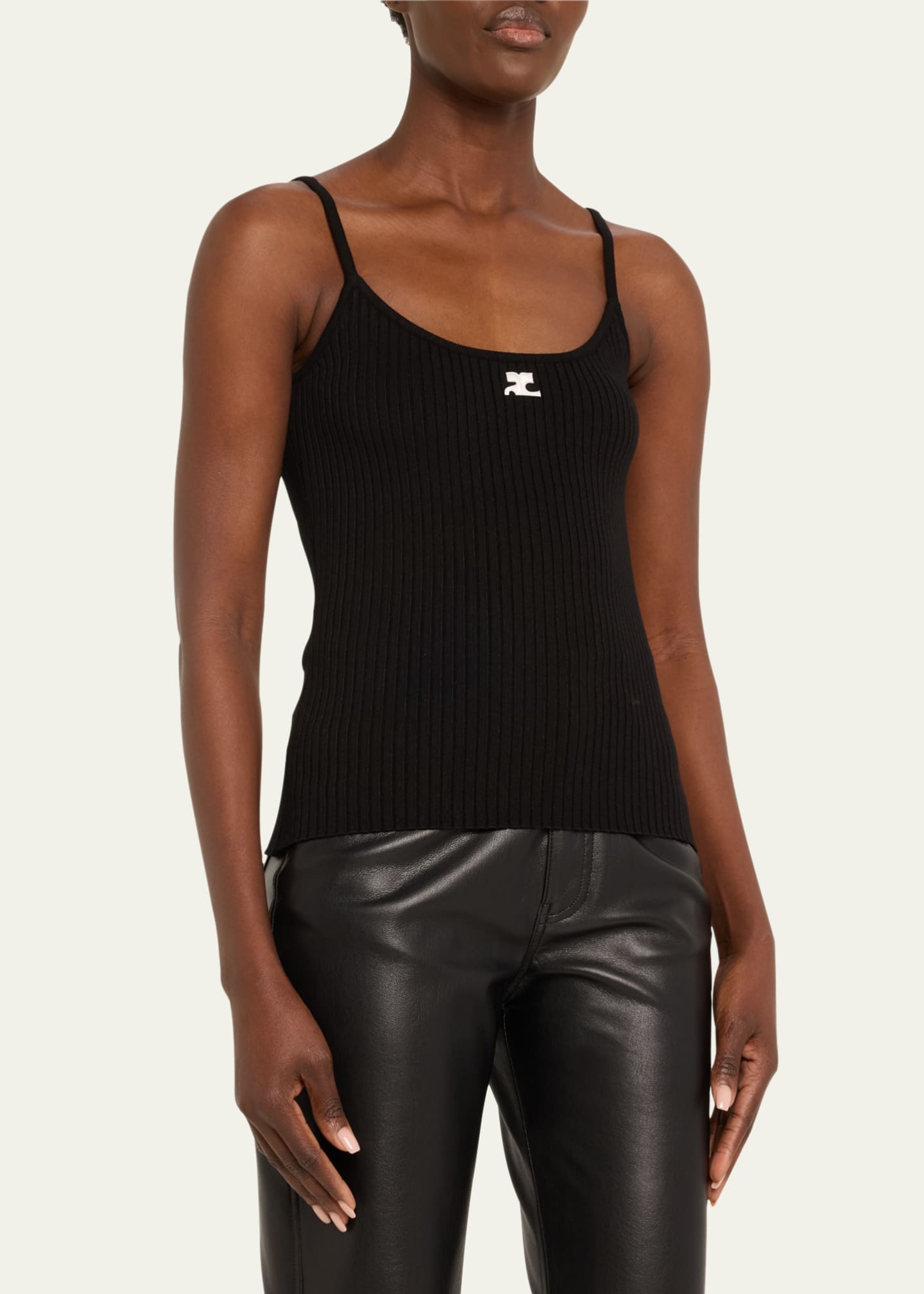 Courreges Logo Ribbed Knit Tank Top - Bergdorf Goodman