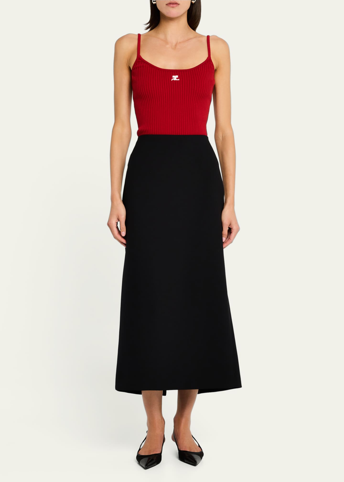 Courreges Logo Ribbed Knit Tank Top - Bergdorf Goodman