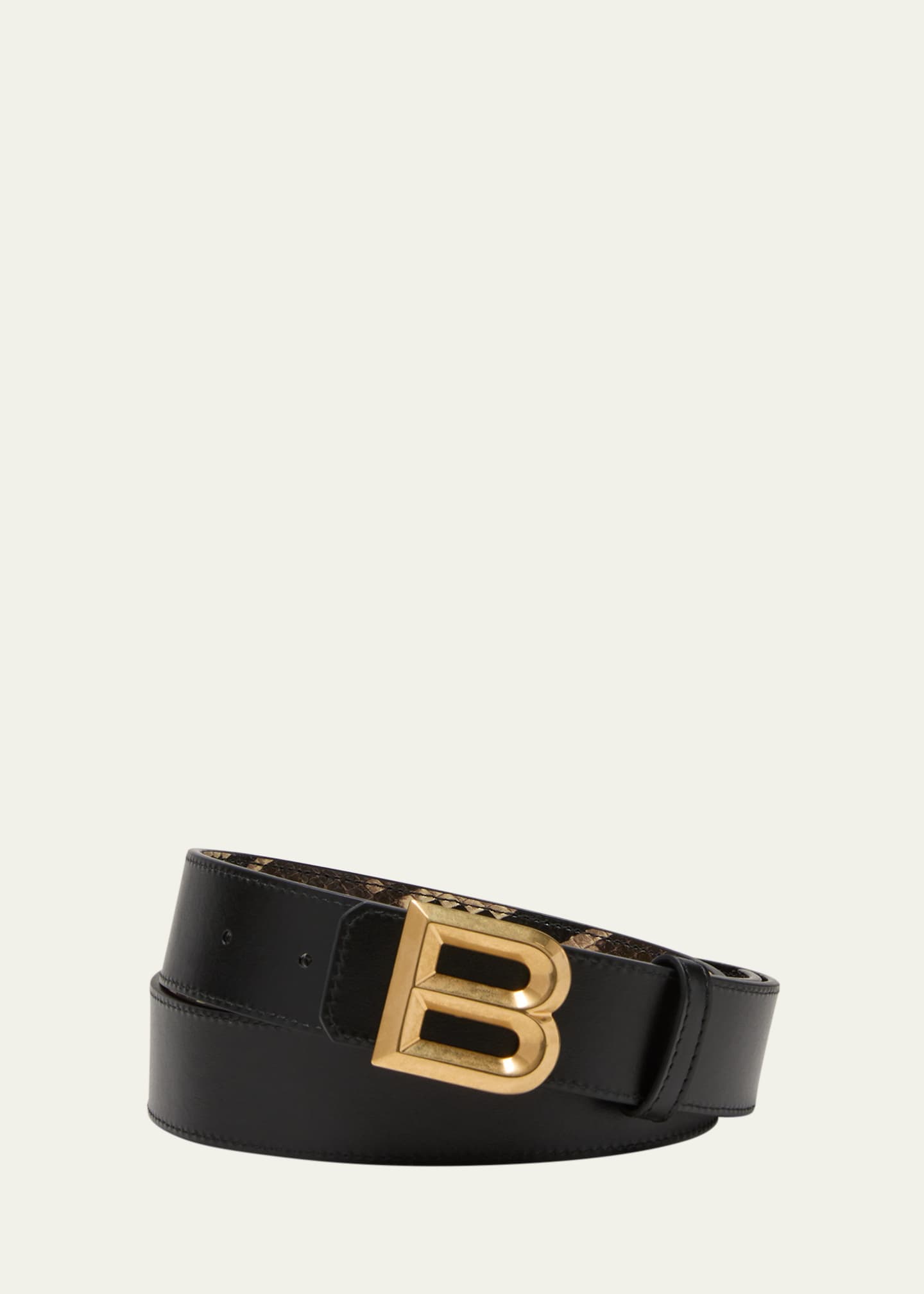 Bally Men's B Bold Reversible Python-Print Leather Belt - Bergdorf Goodman