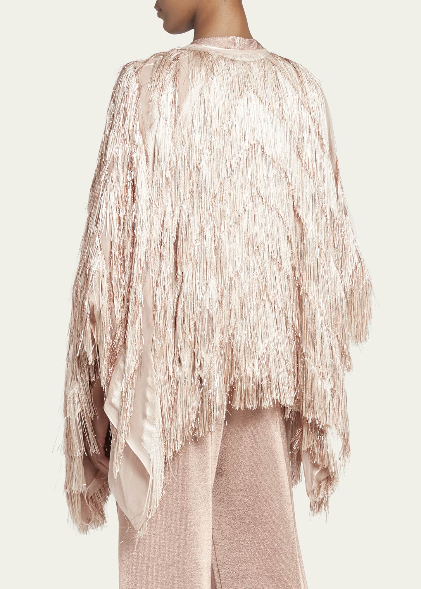 Giorgio Armani Metallic Fringe Cape - Bergdorf Goodman
