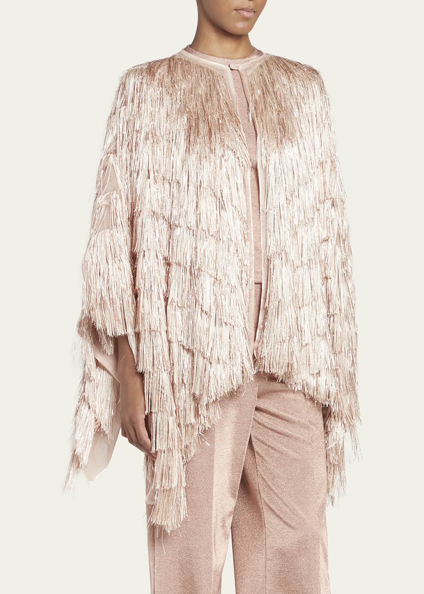 Giorgio Armani Metallic Fringe Cape - Bergdorf Goodman