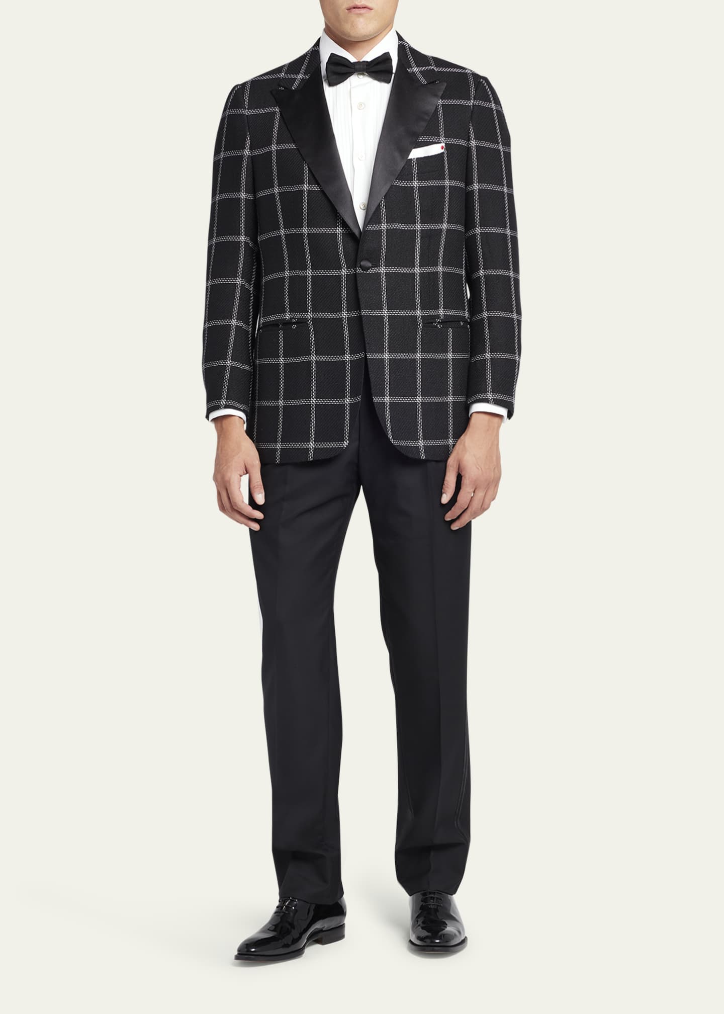 Kiton Men's Windowpane Peak Dinner Jacket - Bergdorf Goodman