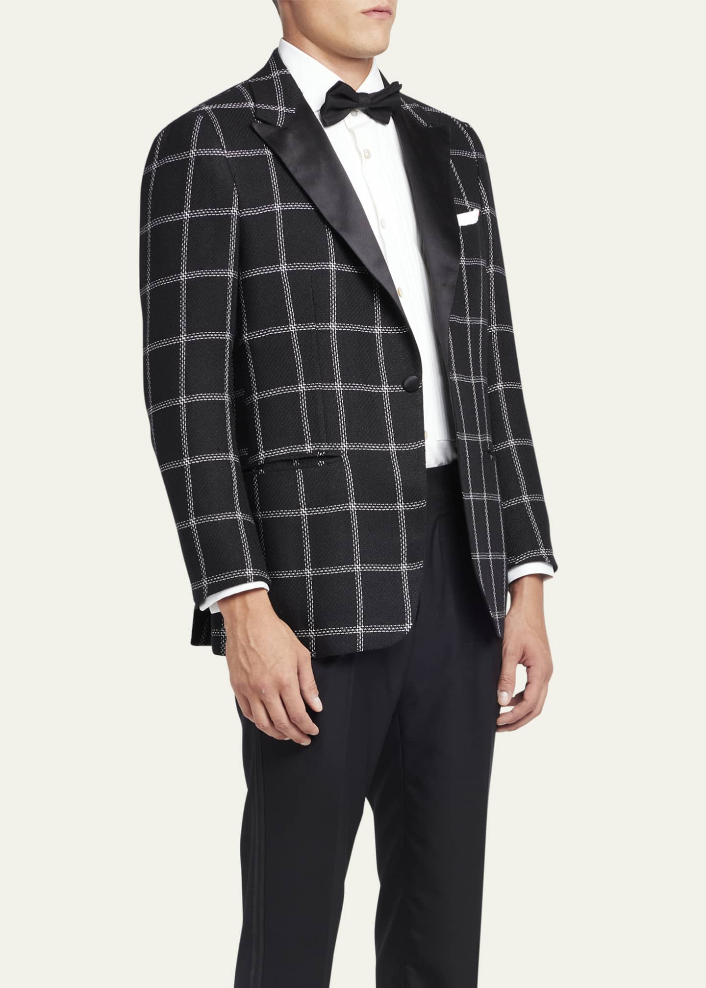 Kiton Men's Windowpane Peak Dinner Jacket - Bergdorf Goodman