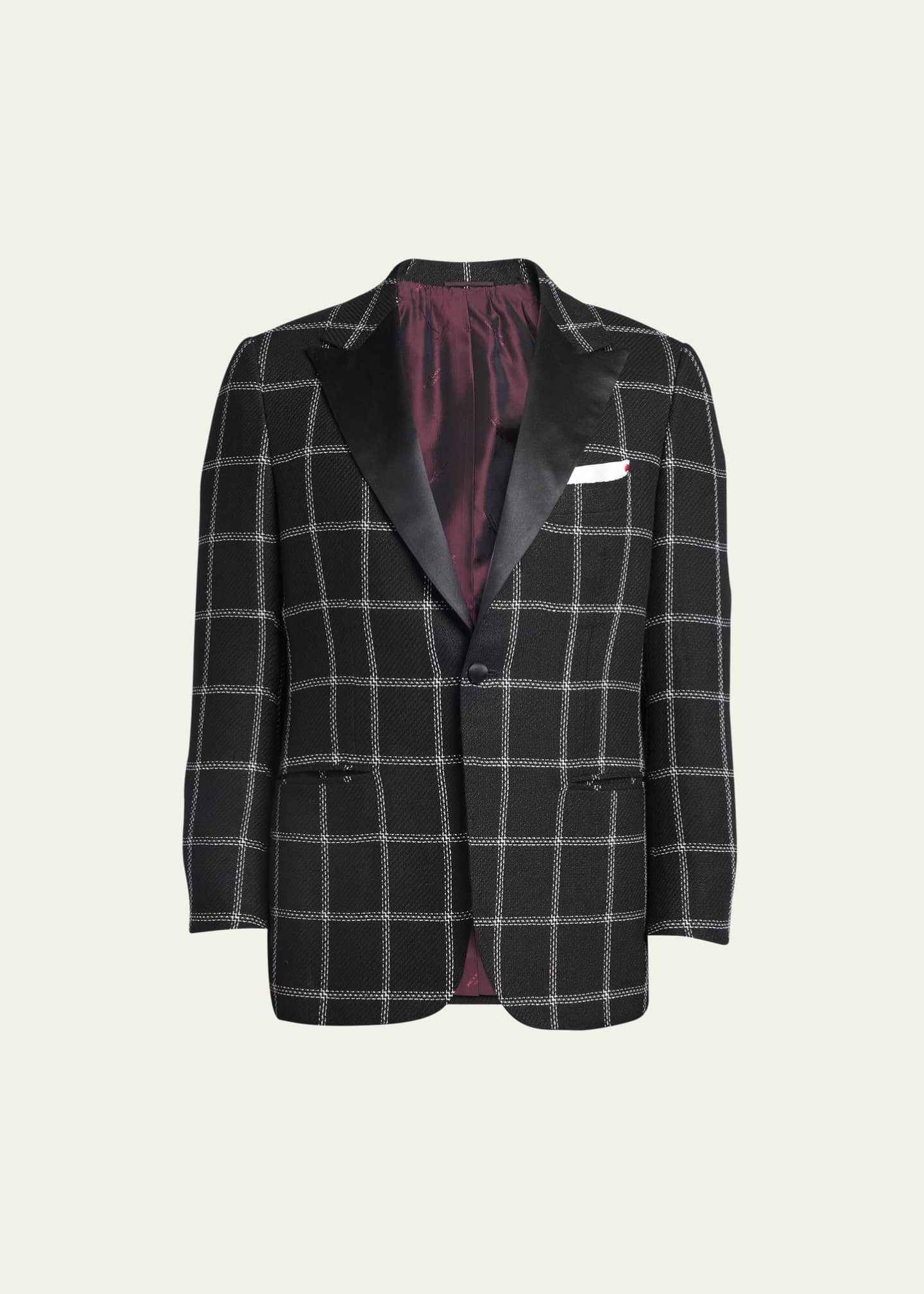 Kiton Men's Windowpane Peak Dinner Jacket - Bergdorf Goodman