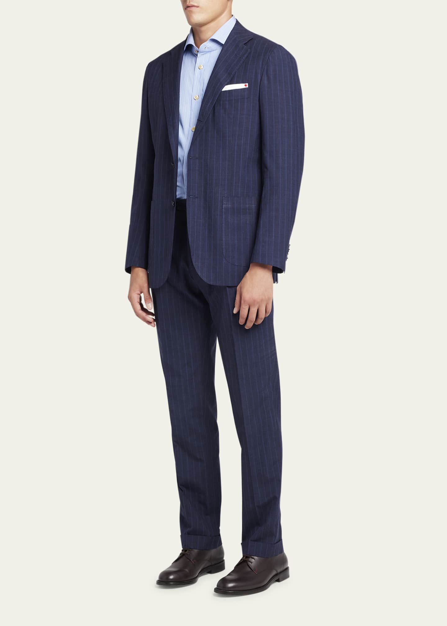 Kiton Men's Shadow Stripe Suit - Bergdorf Goodman