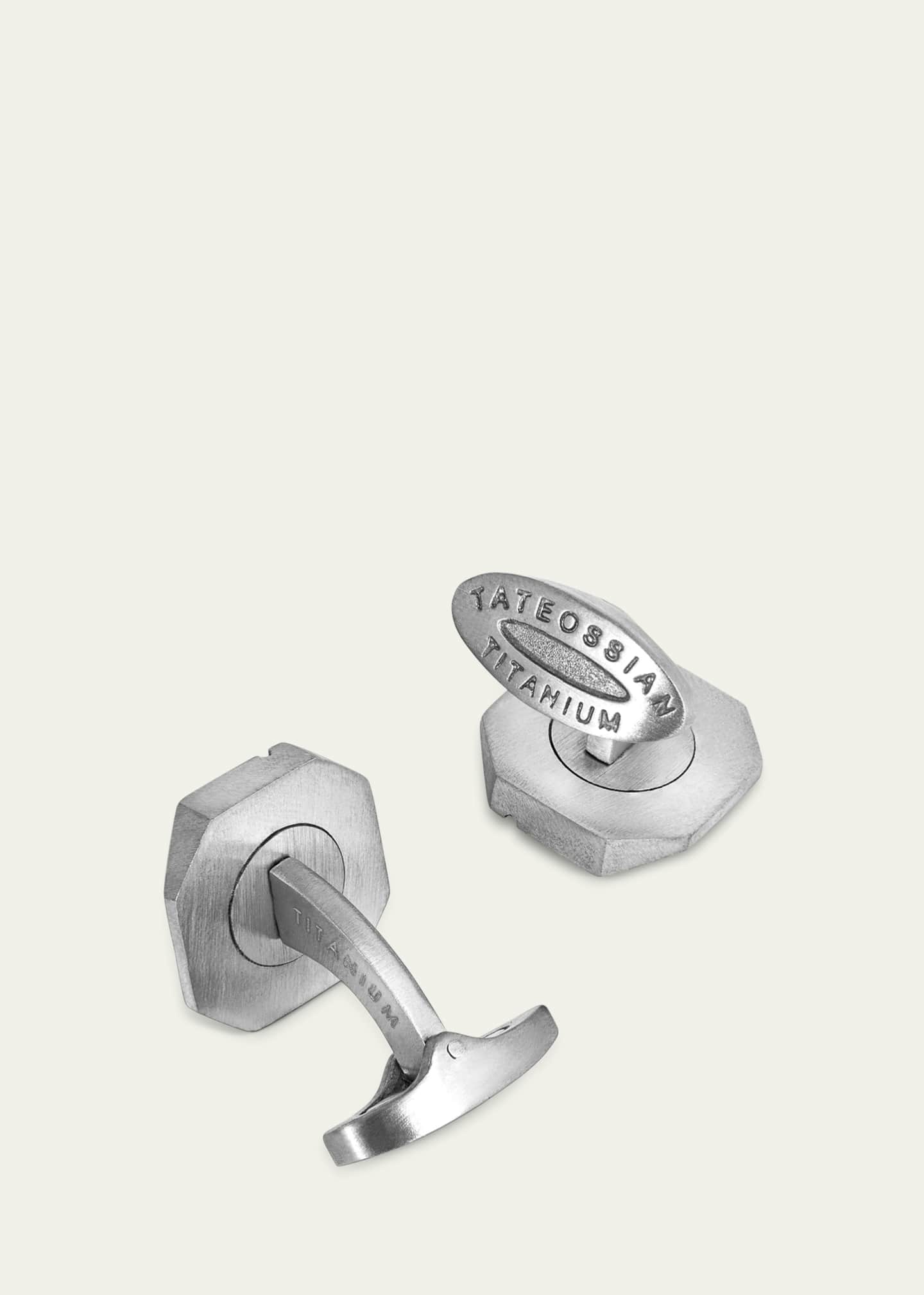 Tateossian Men's Brushed Titanium Octogonal Cufflinks with Diamonds ...
