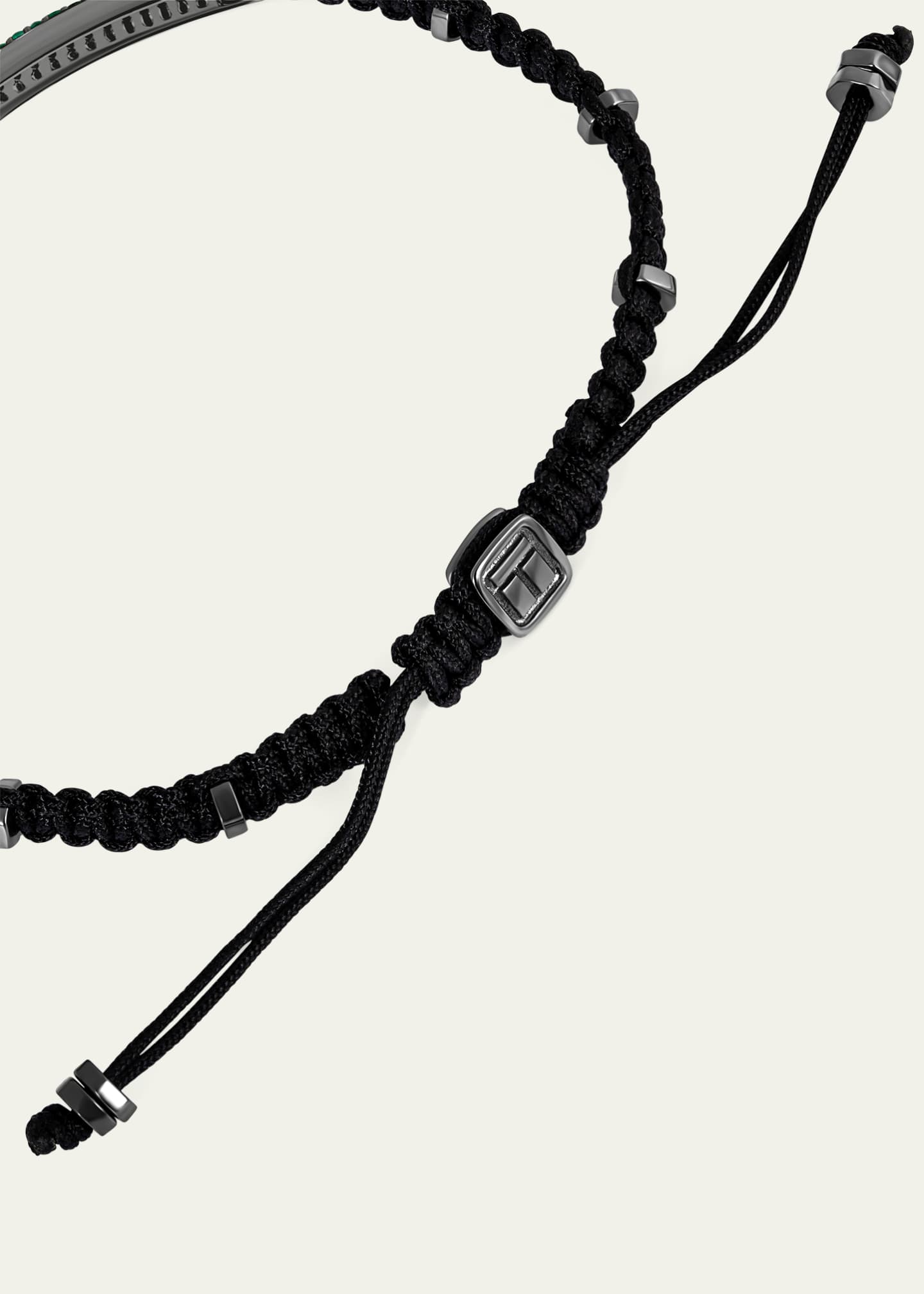 Tateossian Men's Windsor Macrame Pull Bracelet with Green Emeralds ...