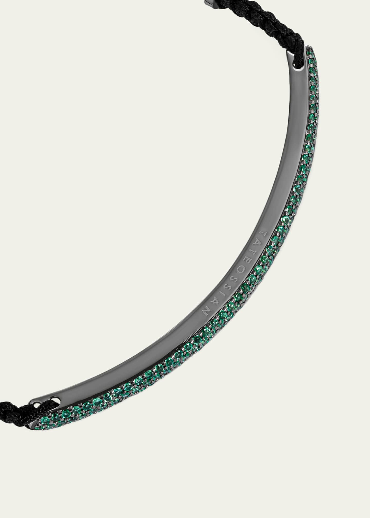 Tateossian Men's Windsor Macrame Pull Bracelet with Green Emeralds ...