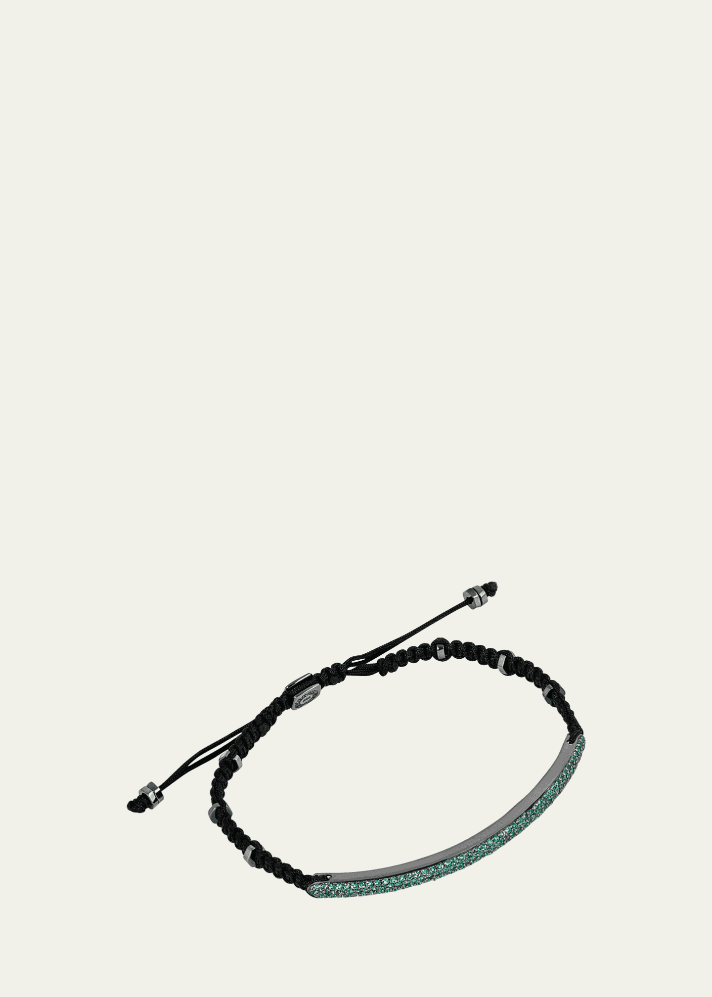 Tateossian Men's Windsor Macrame Pull Bracelet with Green Emeralds ...