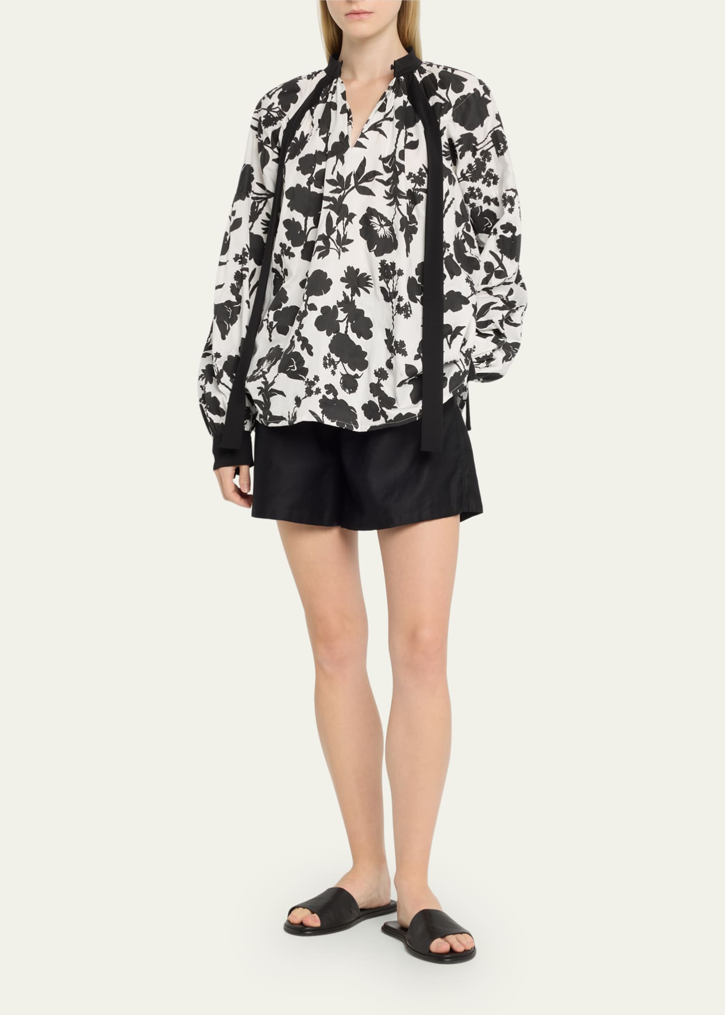 Max Mara Gaetana Floral-Print Long-Sleeve Blouse - Bergdorf Goodman