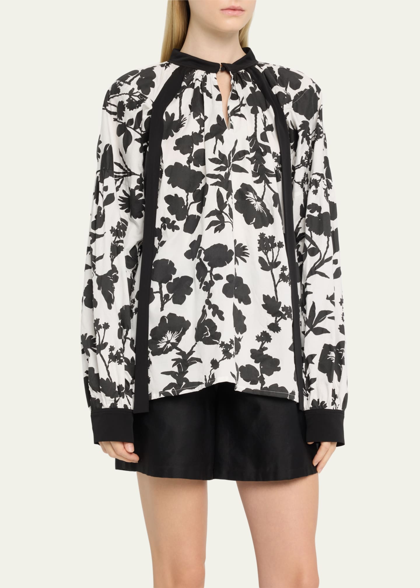 Max Mara Gaetana Floral-Print Long-Sleeve Blouse - Bergdorf Goodman