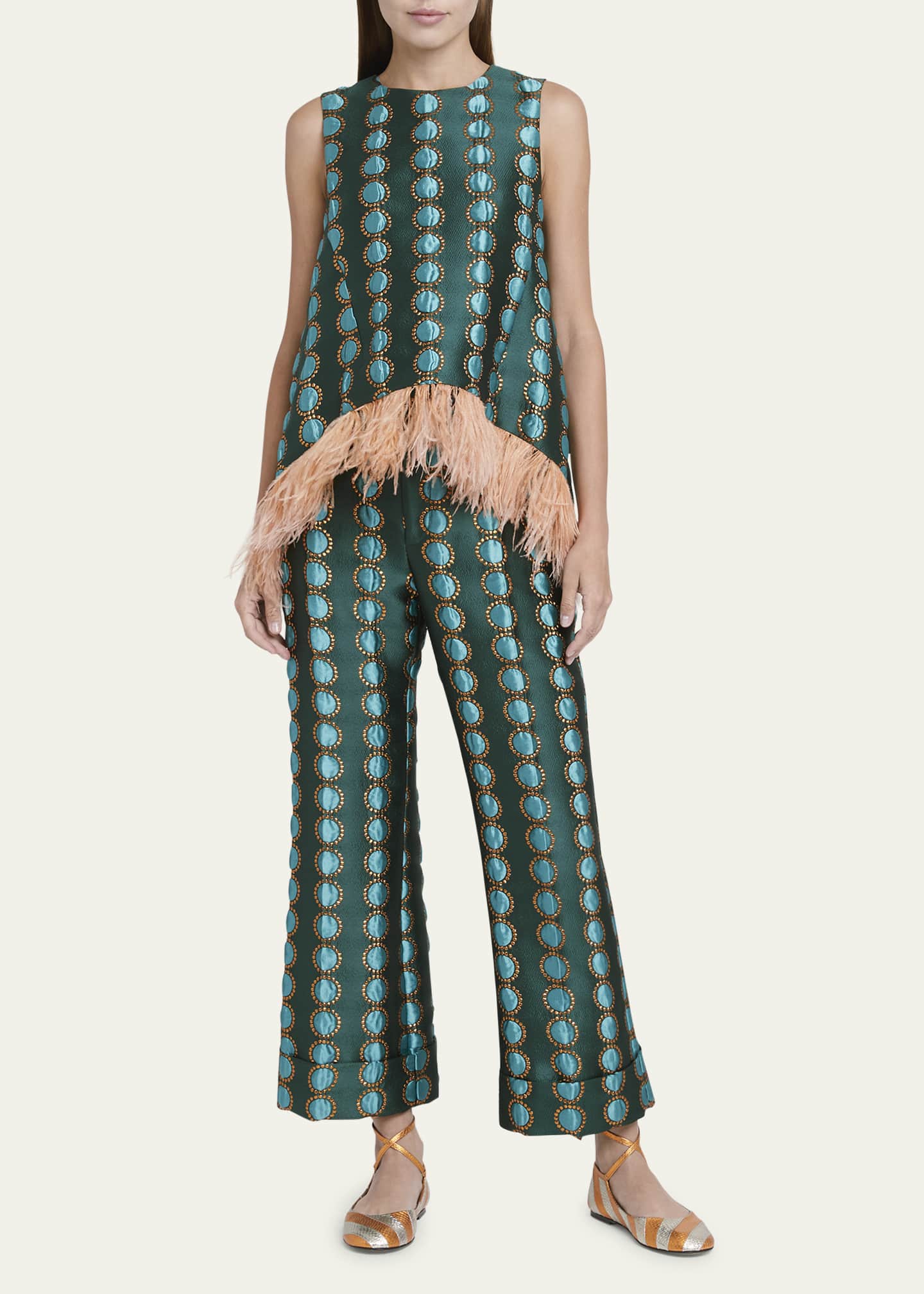 La DoubleJ La Scala Iconic Feather-Trim Top - Bergdorf Goodman