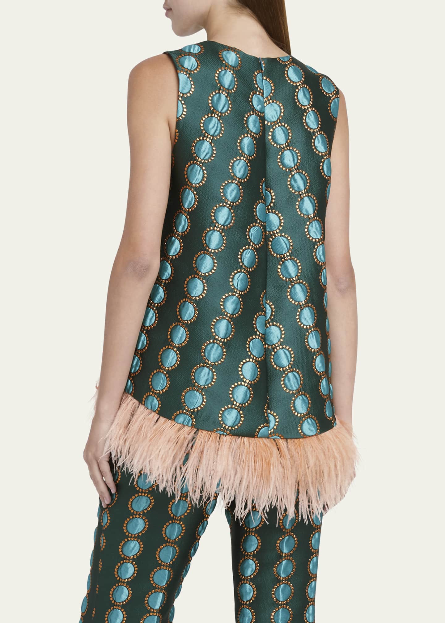 La DoubleJ La Scala Iconic Feather-Trim Top - Bergdorf Goodman