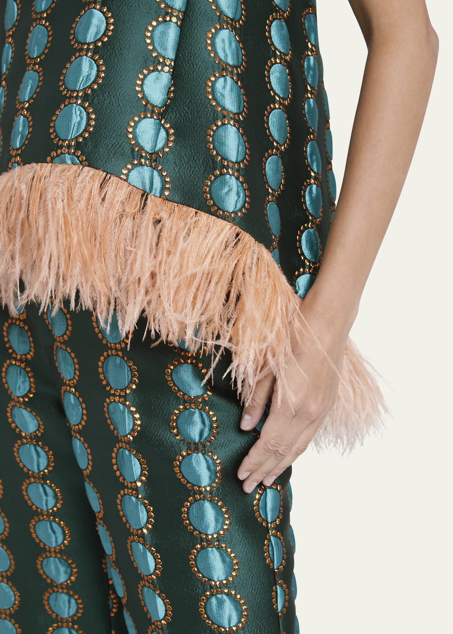 La DoubleJ La Scala Iconic Feather-Trim Top - Bergdorf Goodman