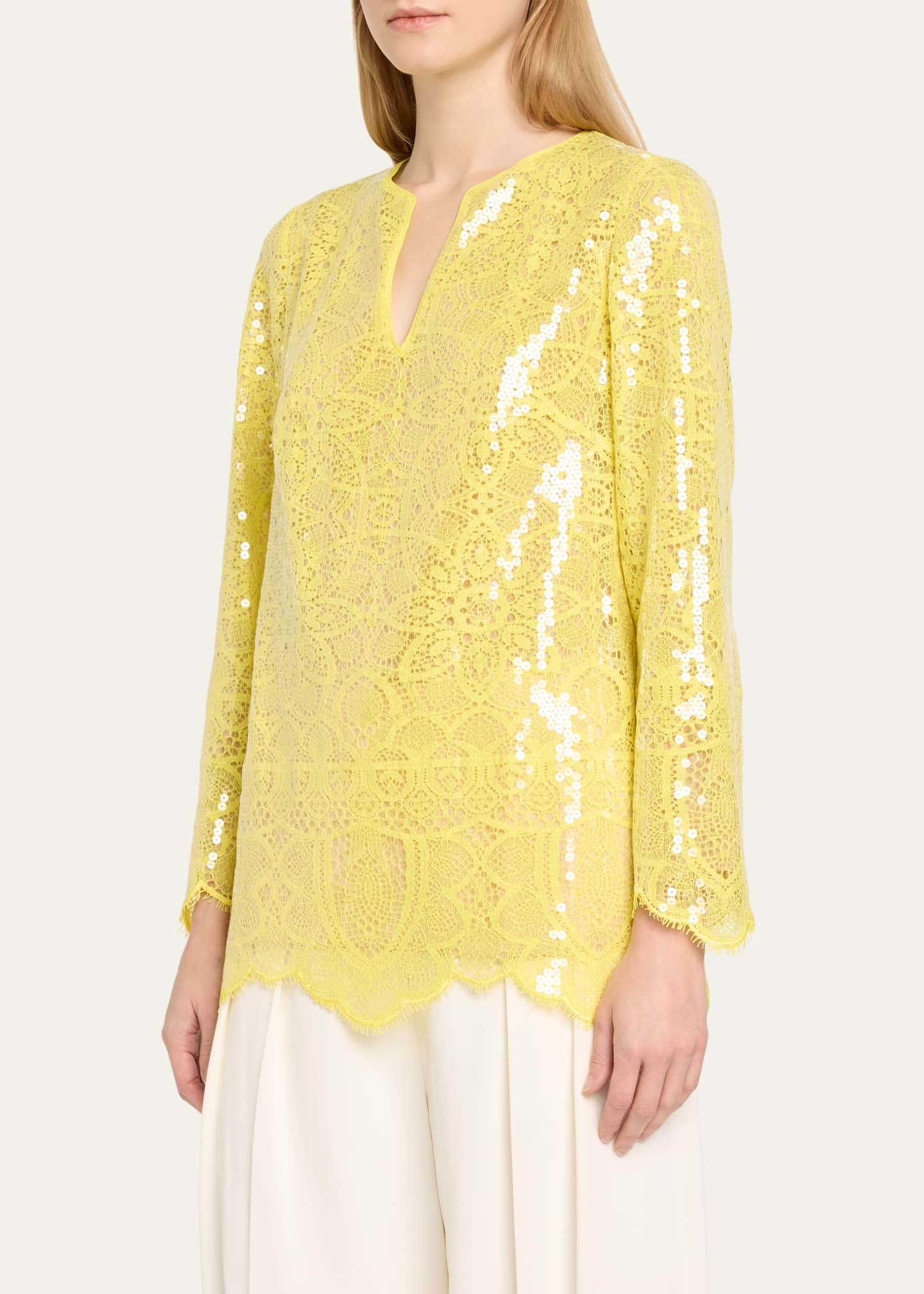 Kobi Halperin Ellie Scalloped Sequin Lace Blouse - Bergdorf Goodman