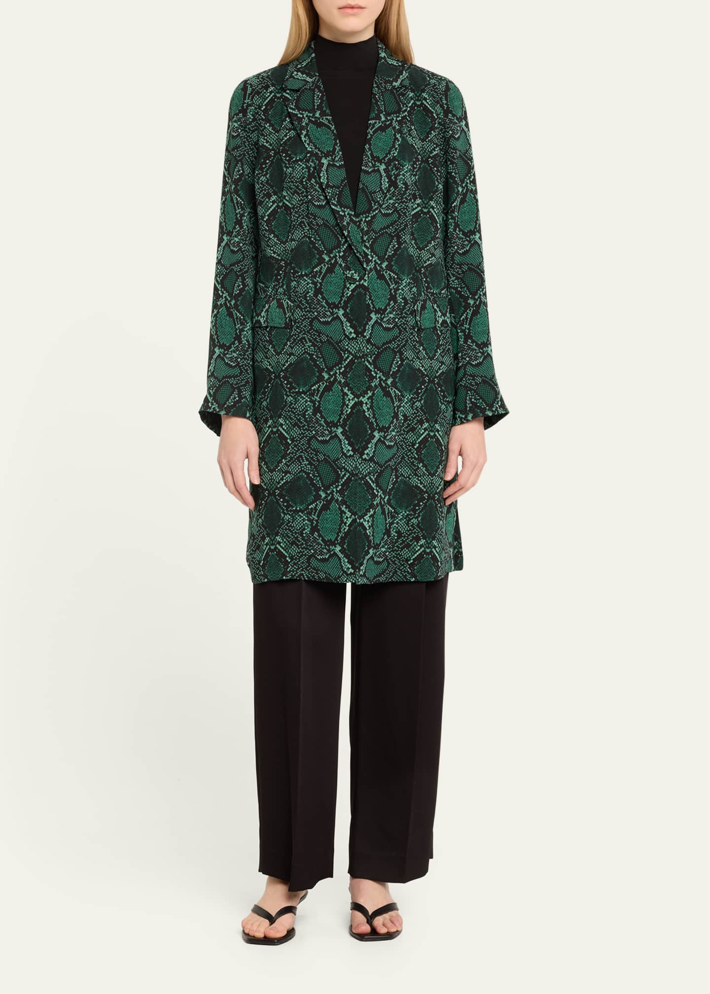 Kobi Halperin Leah Snakeskin-Print Side-Slit Coat - Bergdorf Goodman