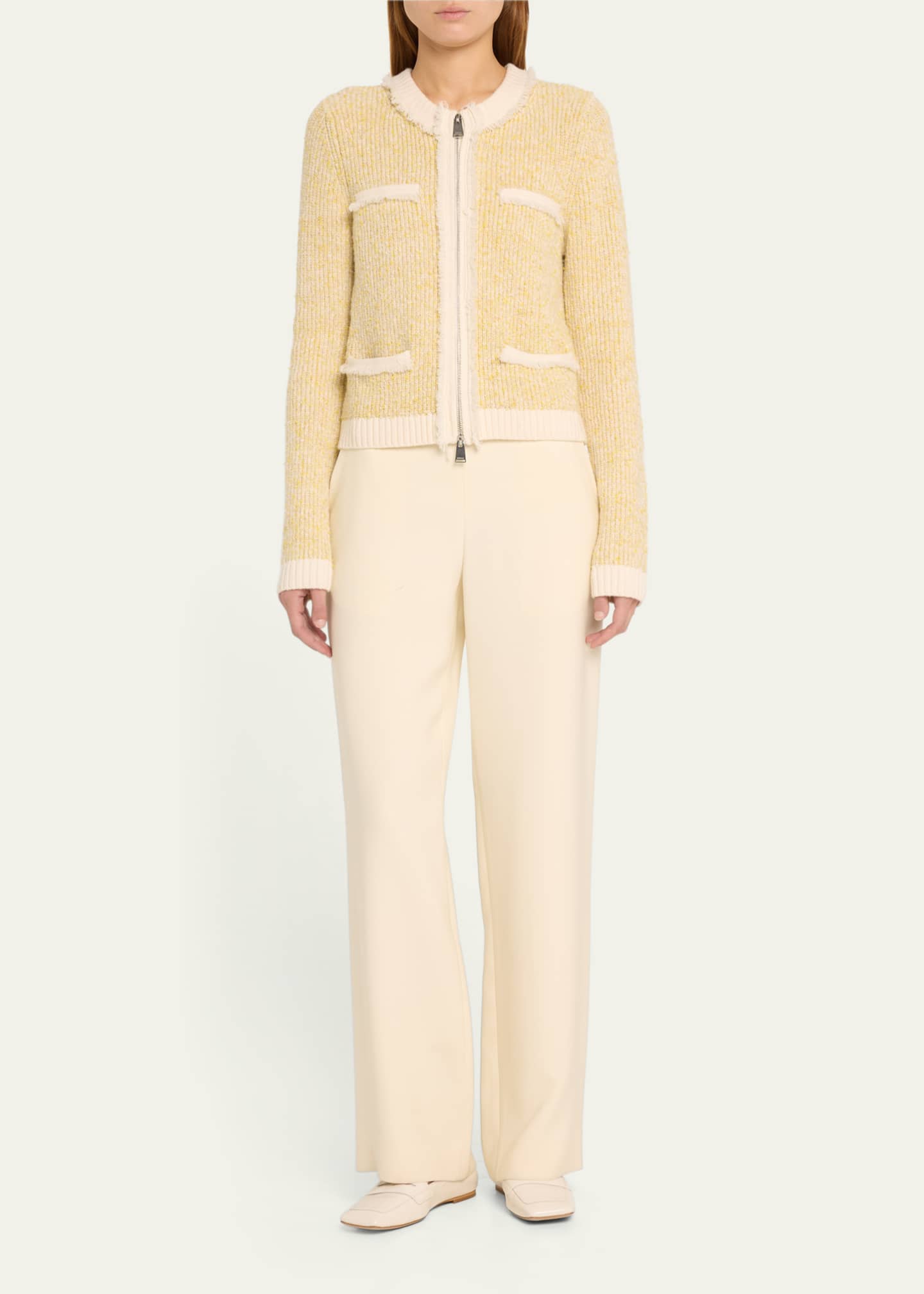 SIMKHAI Harris Zip-Front Tweed Cardigan - Bergdorf Goodman