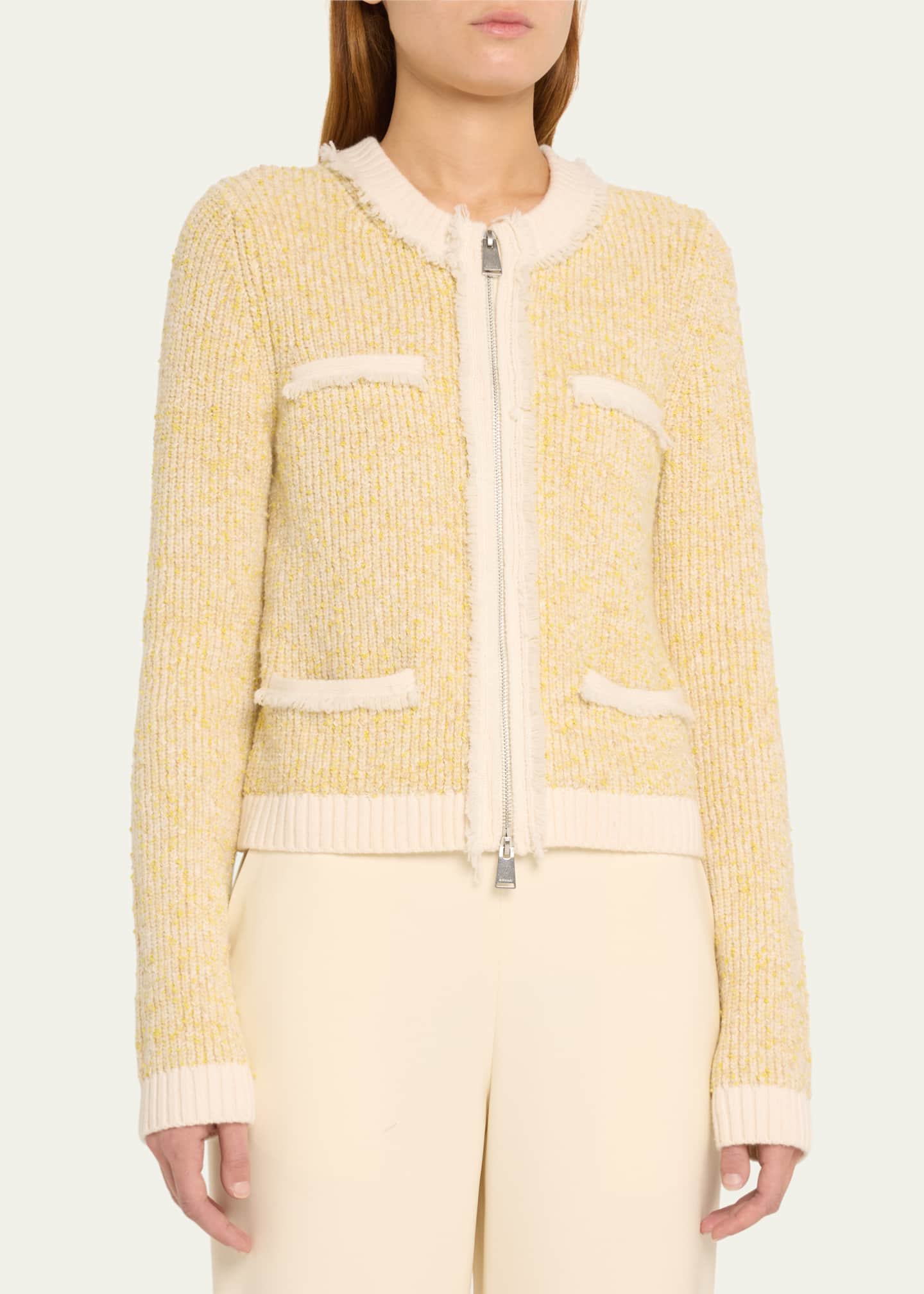SIMKHAI Harris Zip-Front Tweed Cardigan - Bergdorf Goodman