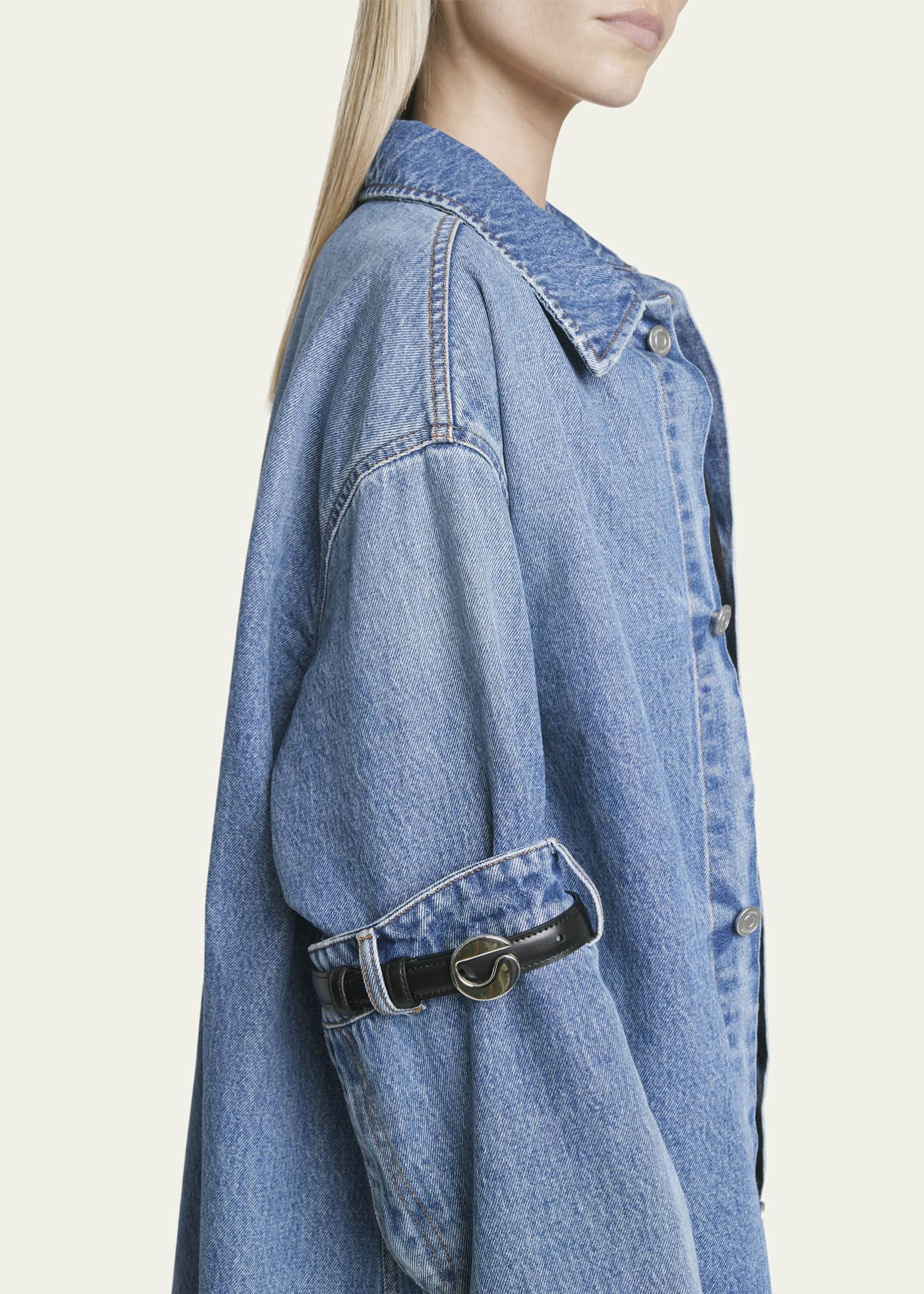 Coperni Oversize Denim Jacket with Open Elbow Detail - Bergdorf Goodman