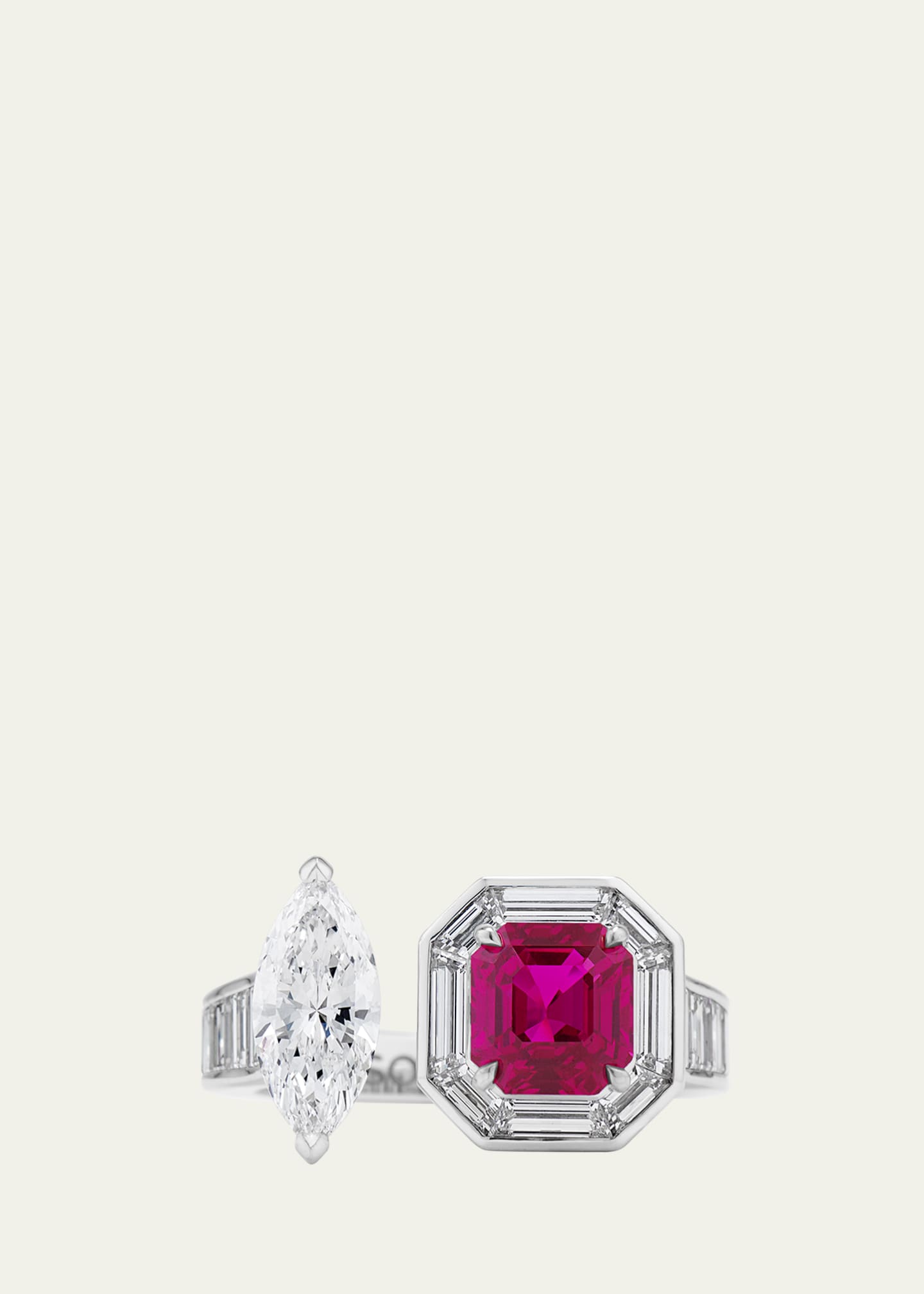 SONYA K. Mozambique Ruby and Diamond Open Ring in 18K White Gold ...